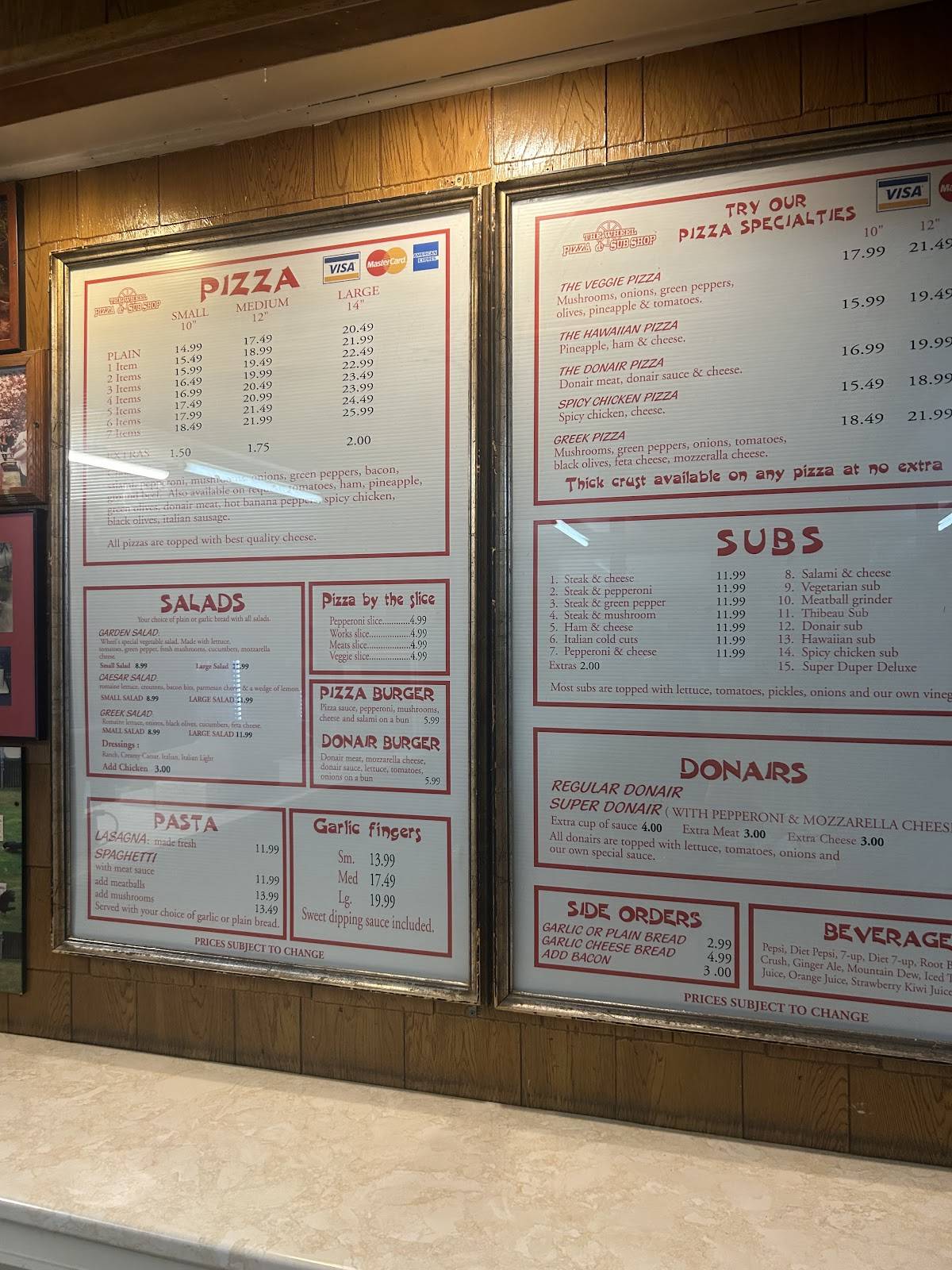 Menu at The Wheel Pizza & Sub Shop pizzeria, Antigonish