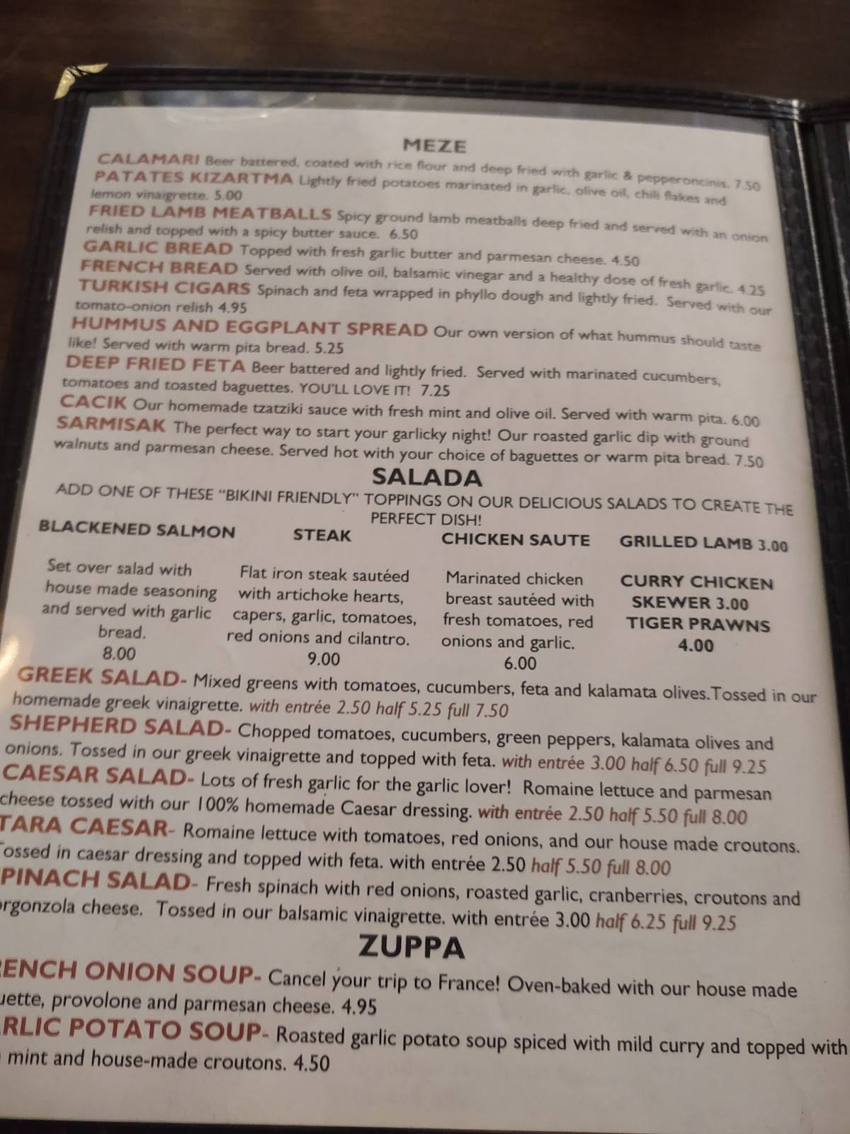 Menu at The White House Grill restaurant, Post Falls
