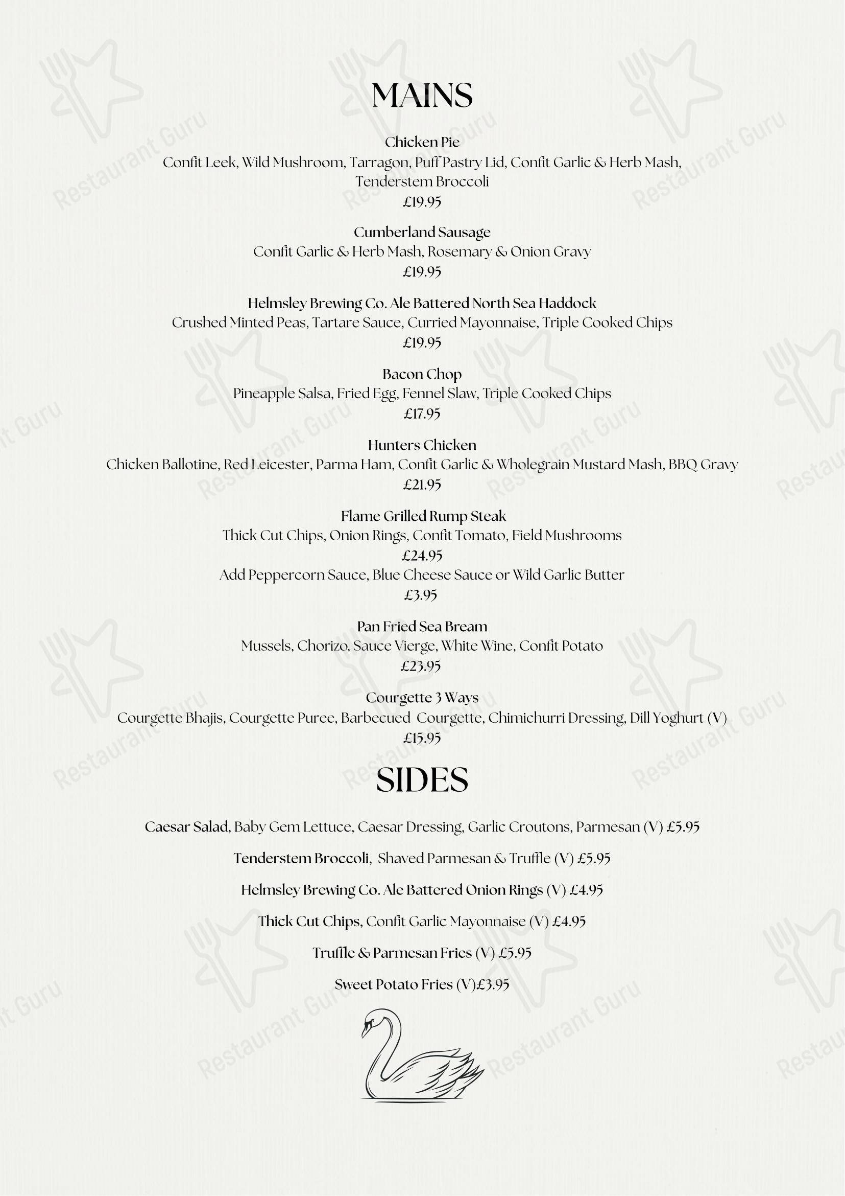 Menu at The White Swan pub & bar, Ampleforth, East End