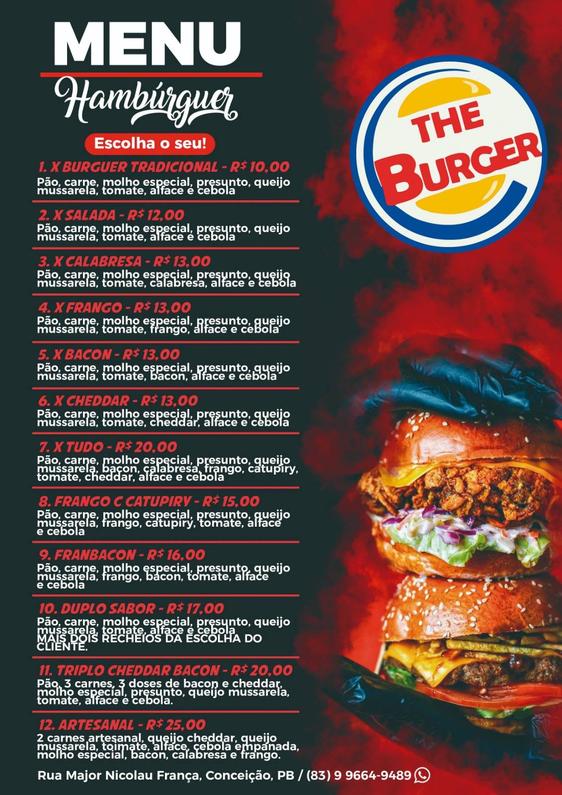 Menu at The.burger restaurant, Brazil