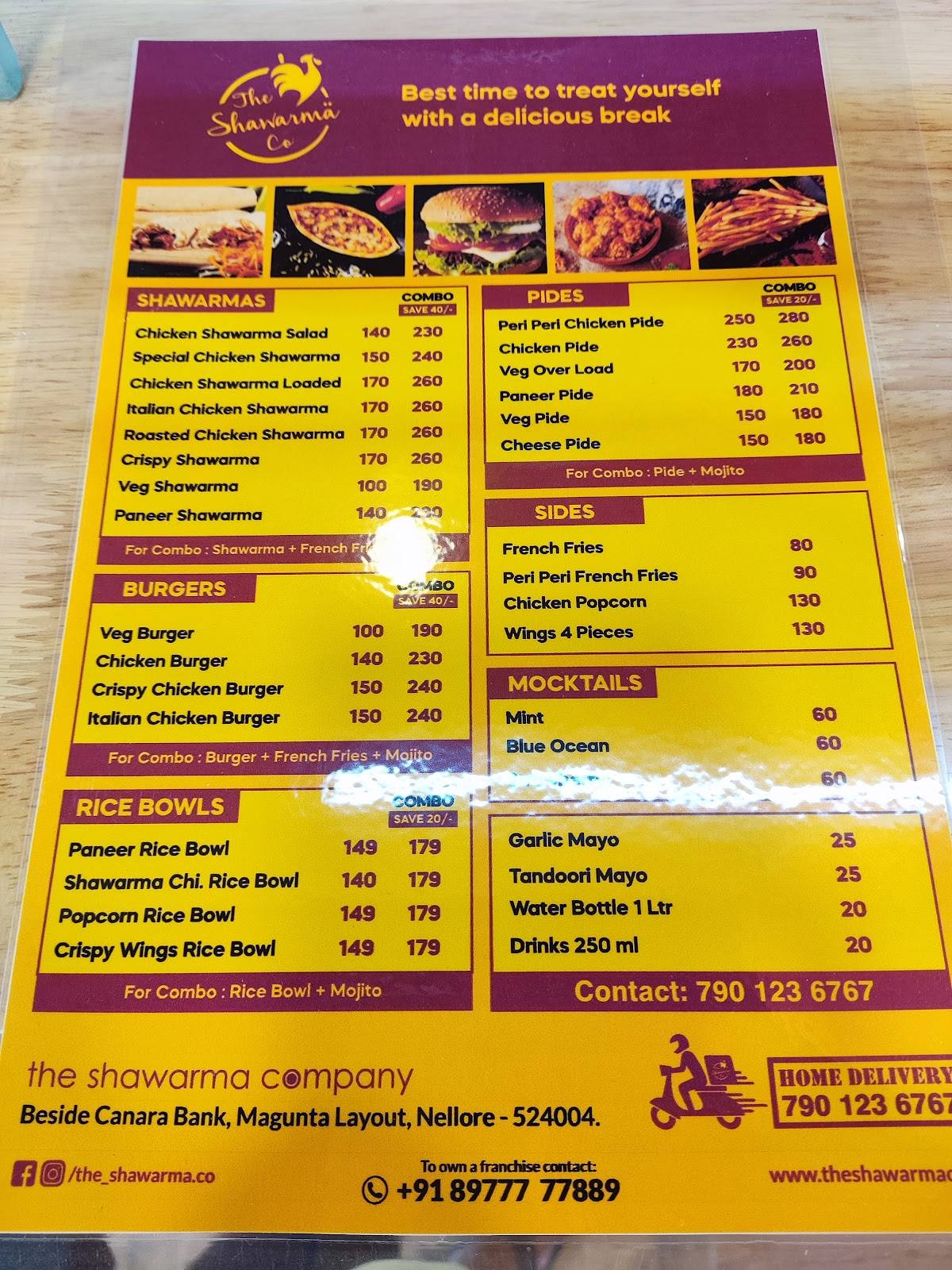 Menu at The shawarma company nellore, Nellore