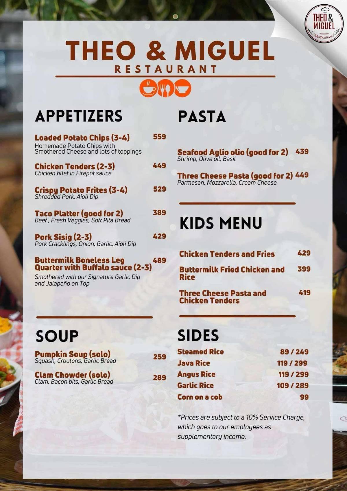 Menu at Theo & Miguel Restaurant, Antipolo