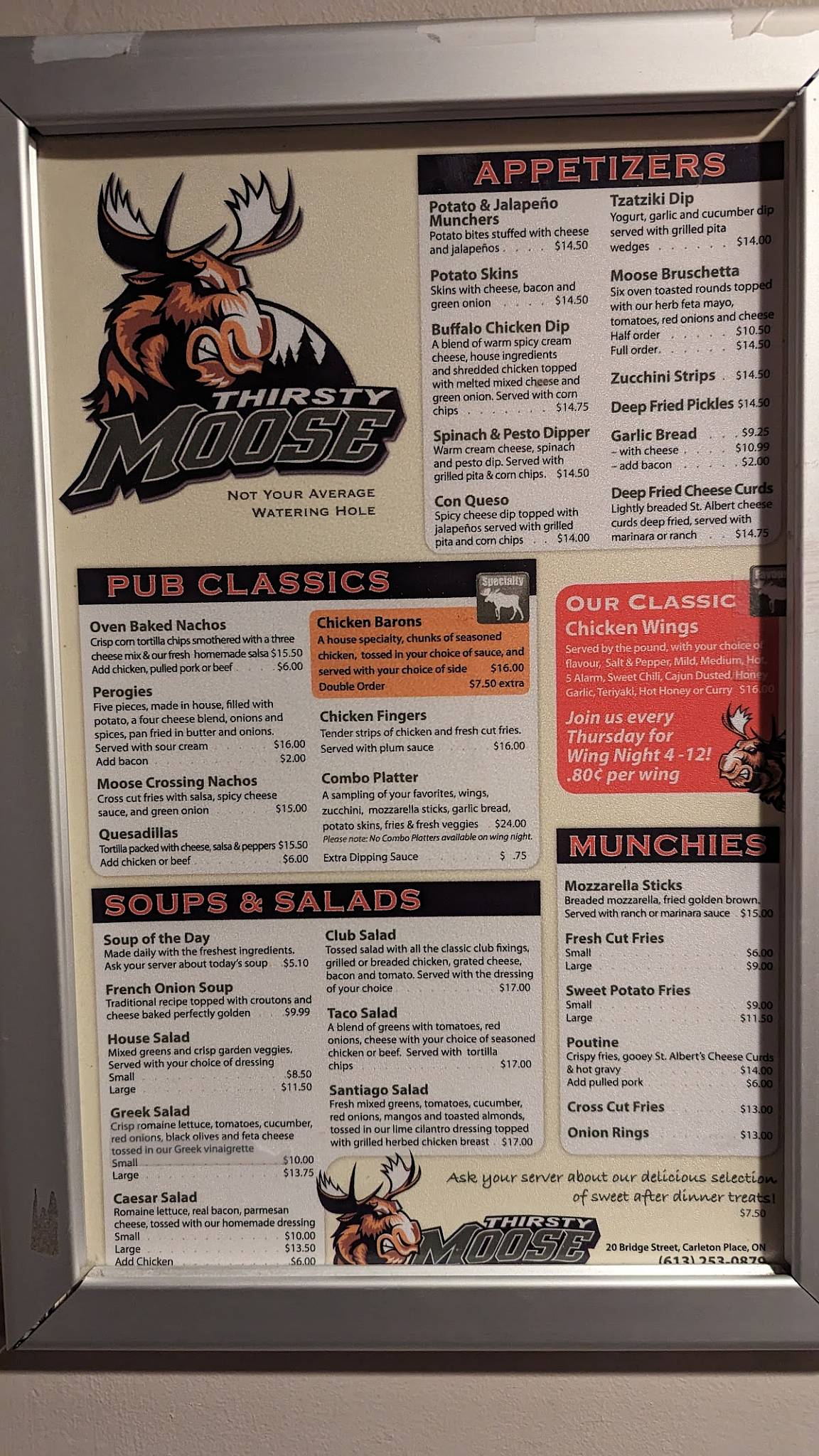 Menu at Thirsty Moose Pub & Eatery, Carleton Place