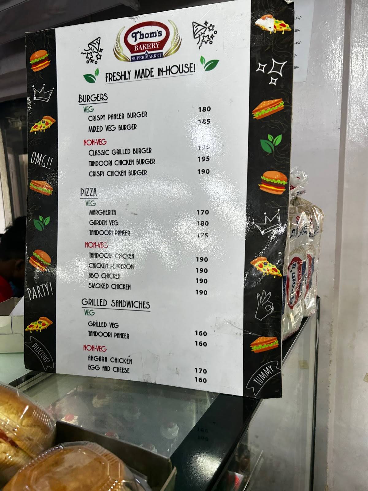 Menu at Thom's Bakery & Supermarket, Bengaluru, 1/2
