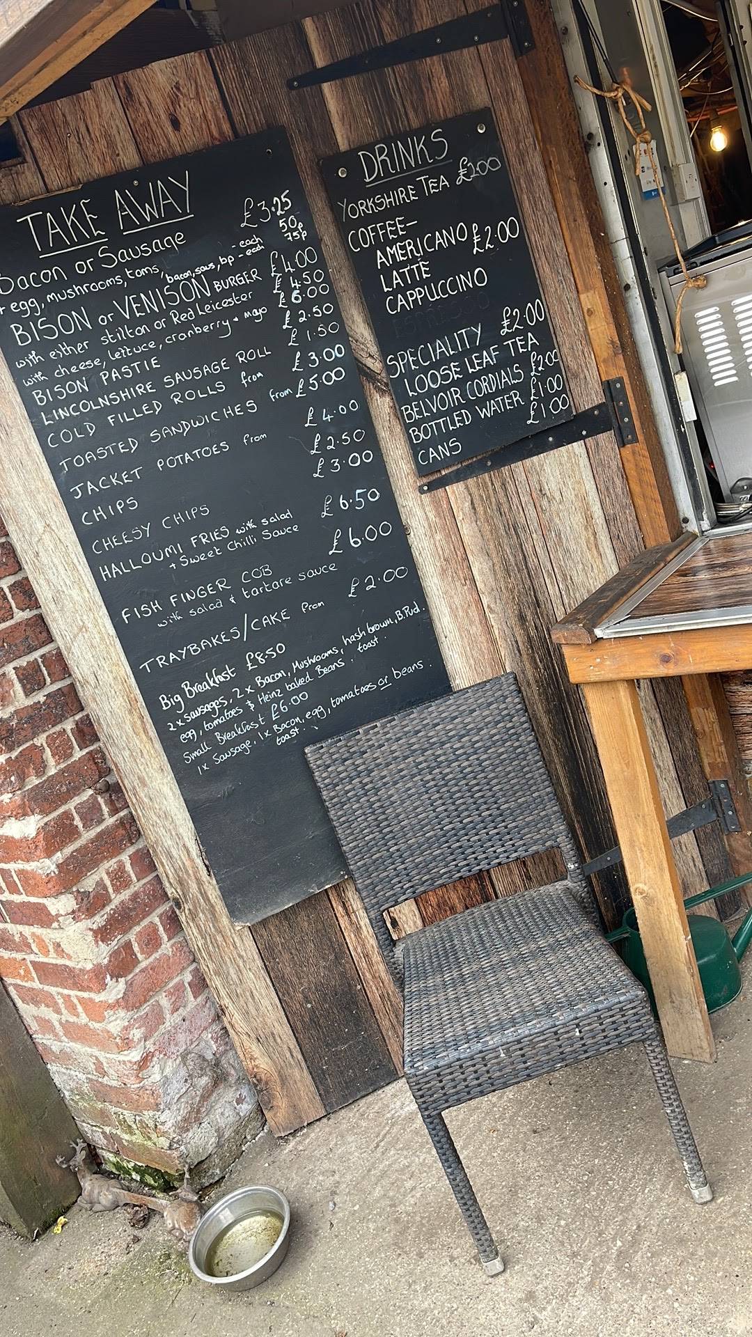 Menu at Through The Gate Cafe, Old Dalby, Nottingham Road