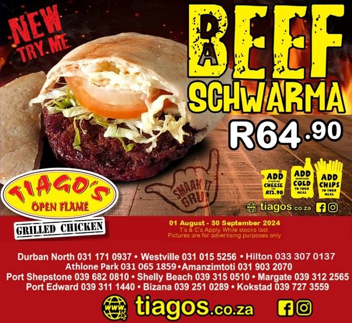 Menu at Tiago's Margate restaurant, Margate, 76 Marine Drive