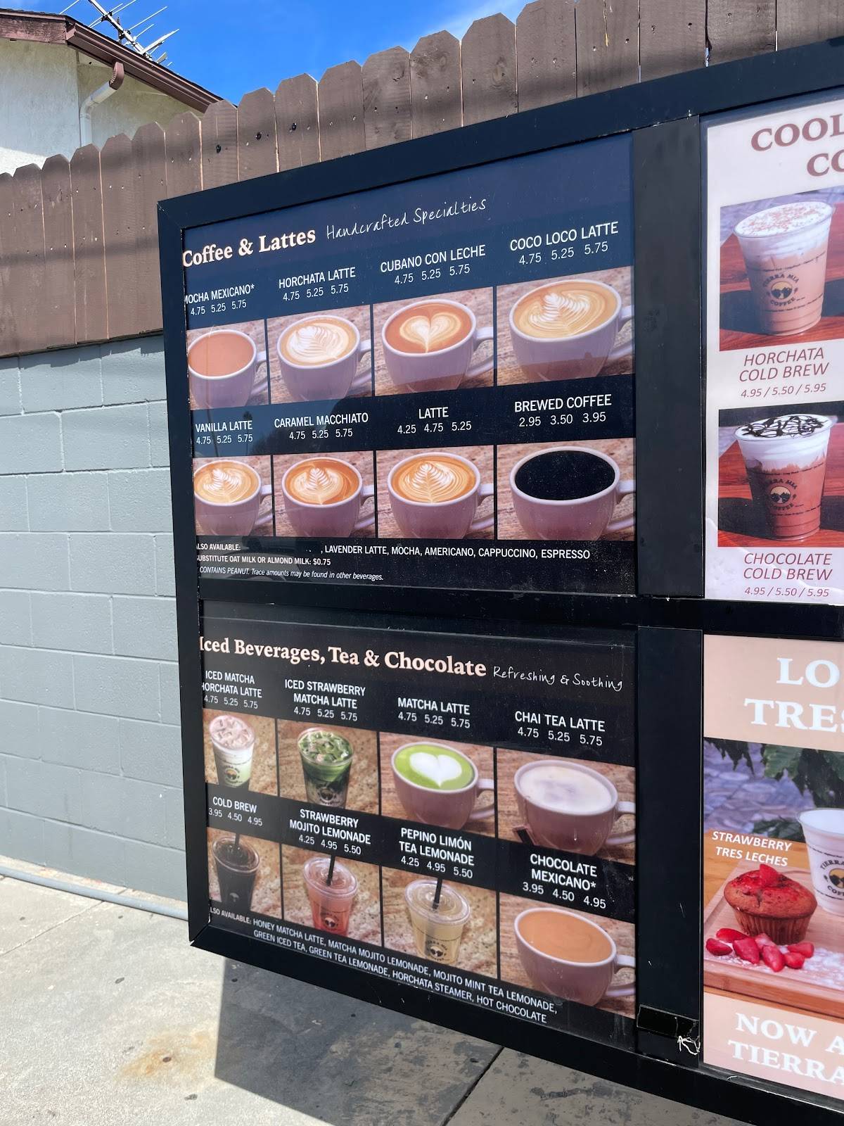 Carta del restaurante Tierra Mia Coffee Drive Thru, La Puente