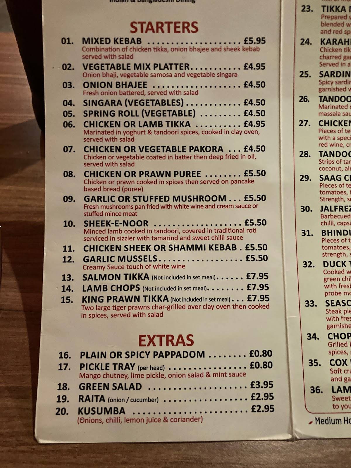 Menu at Tikka Tikka restaurant, Scarborough