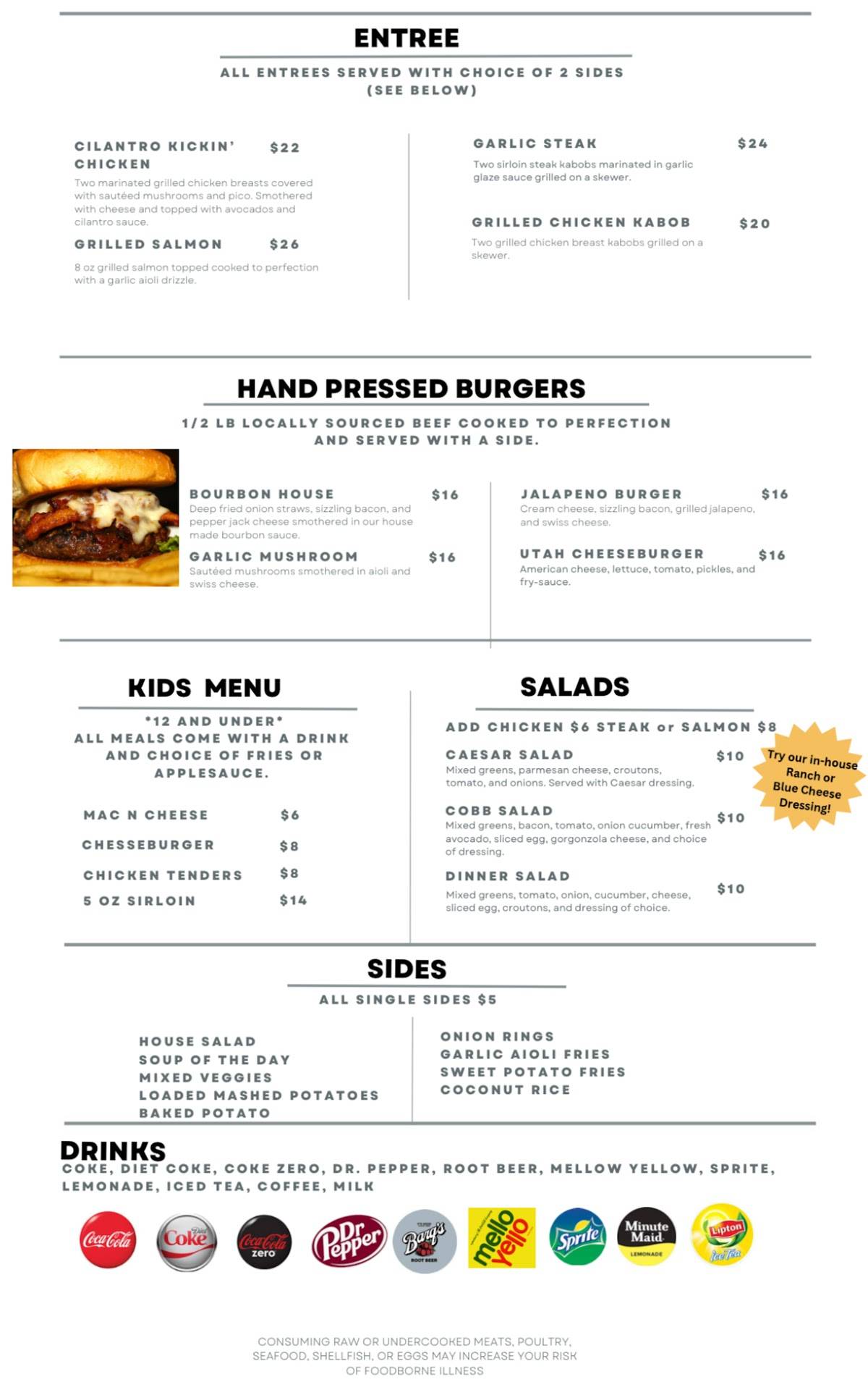 Menu at Toby’s Bar & Grill, Price