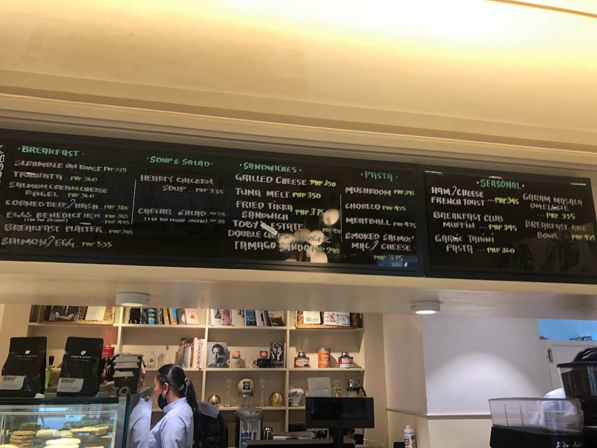Menu at Toby's Estate Coffee Roasters cafe, Taguig, G/F