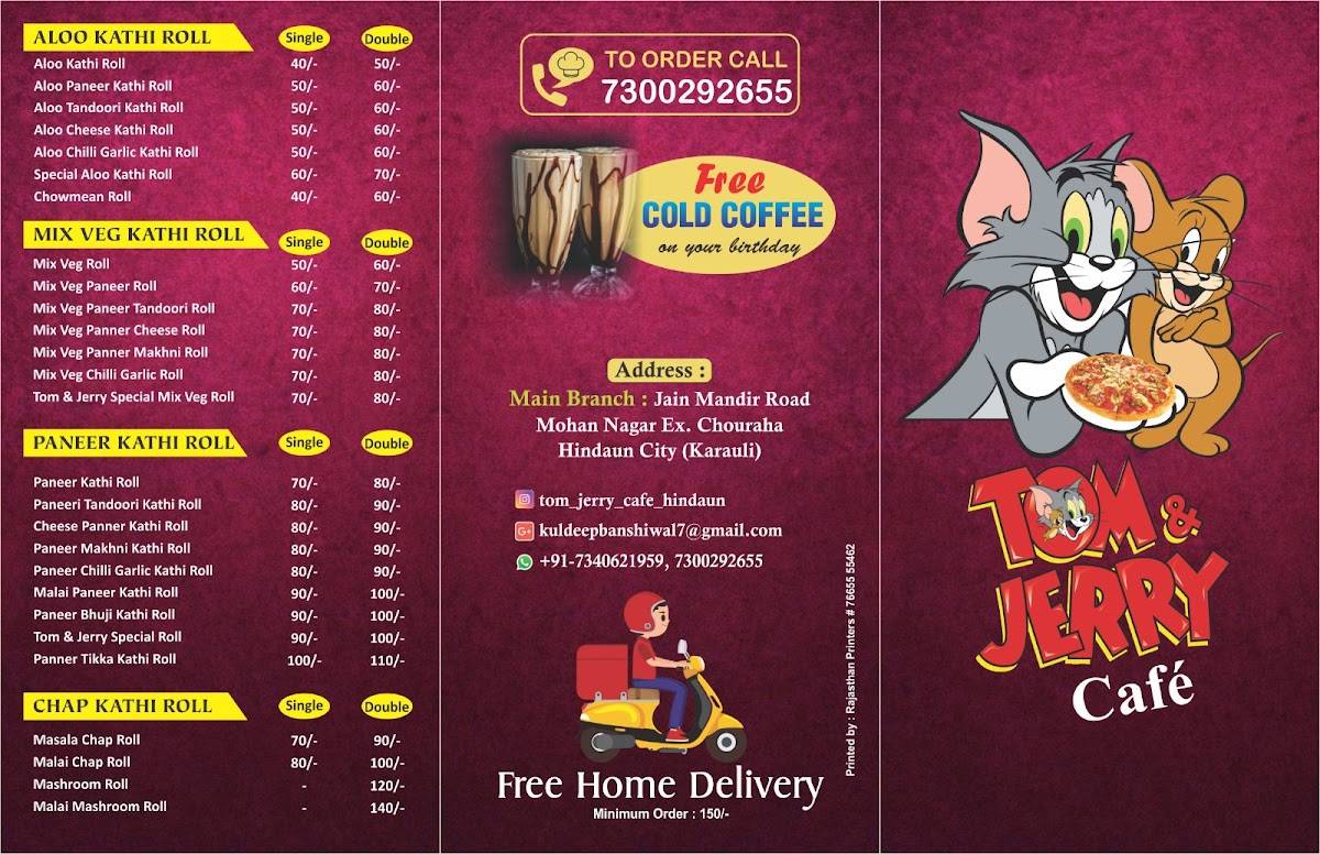 Menu at Tom & Jerry, Hindaun