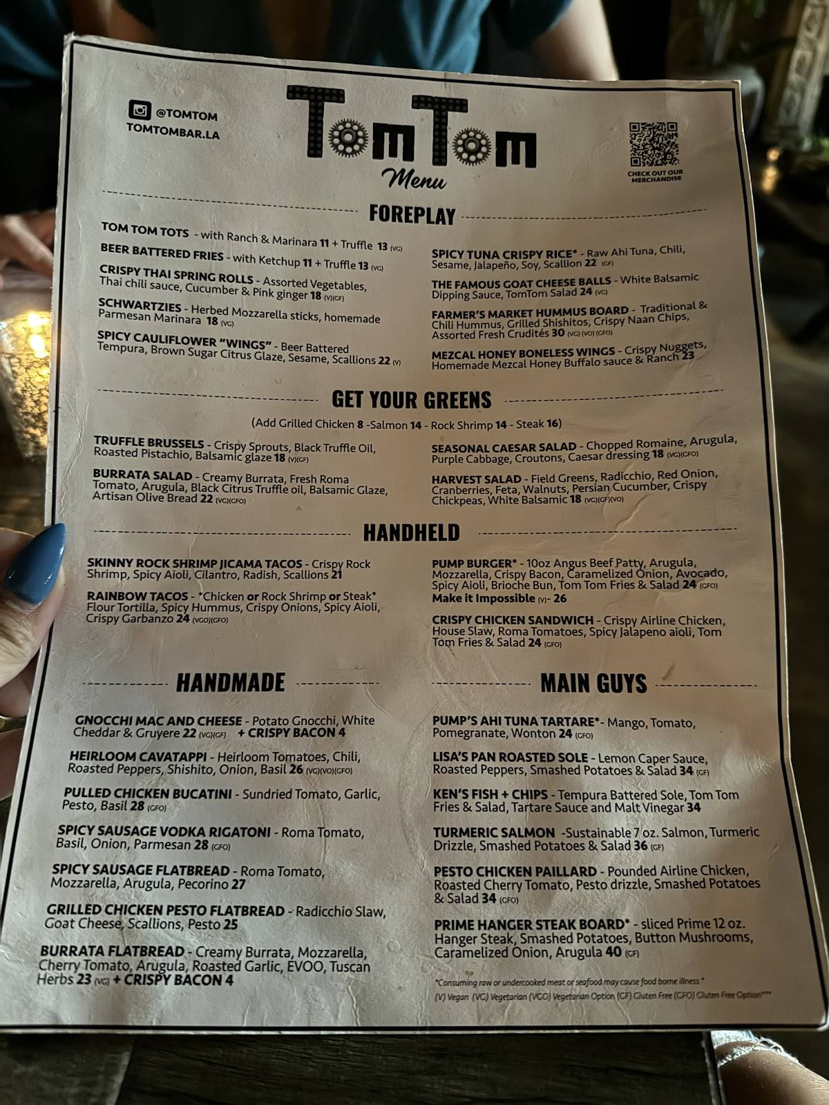 Menu at TomTom Restaurant & Bar, West Hollywood