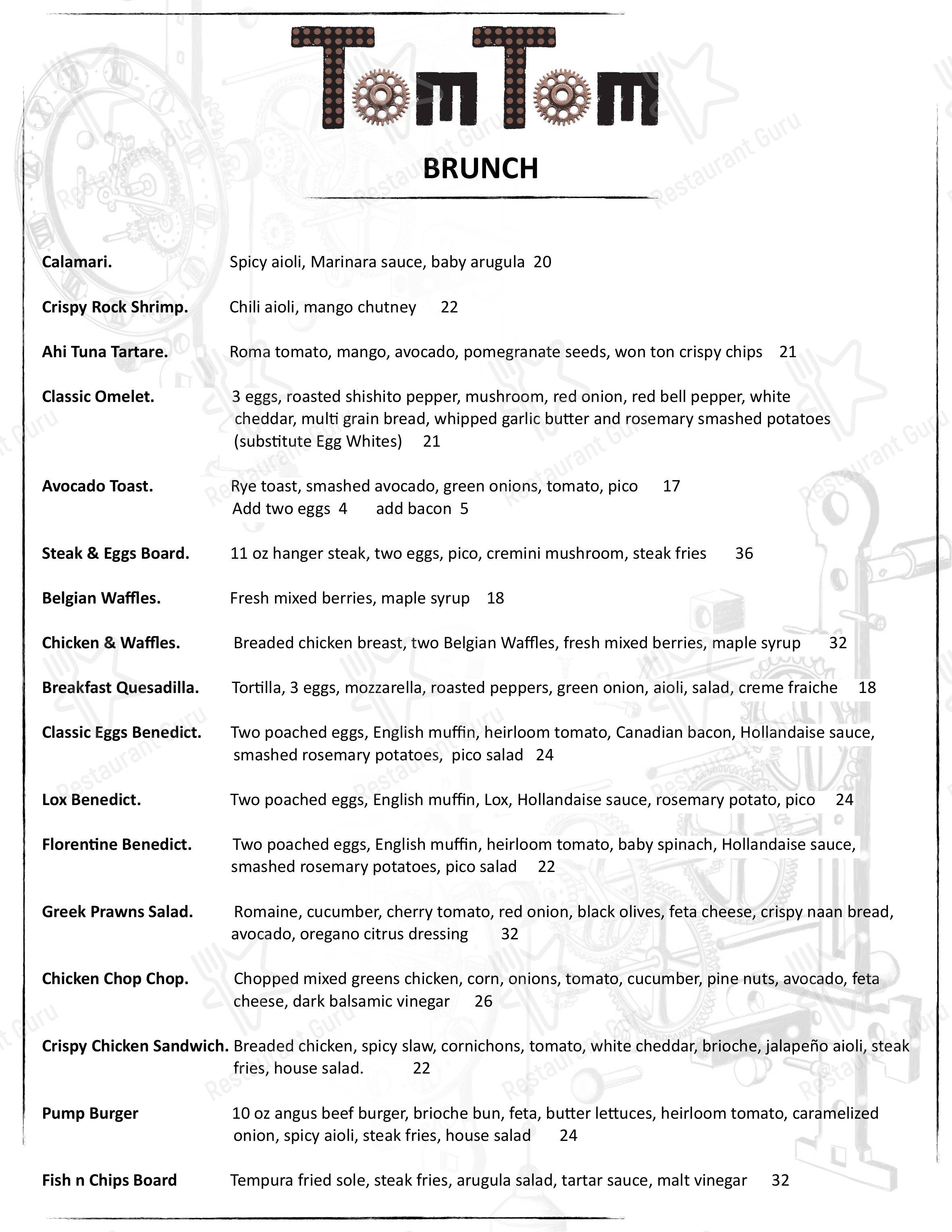 Menu at TomTom Restaurant & Bar, West Hollywood