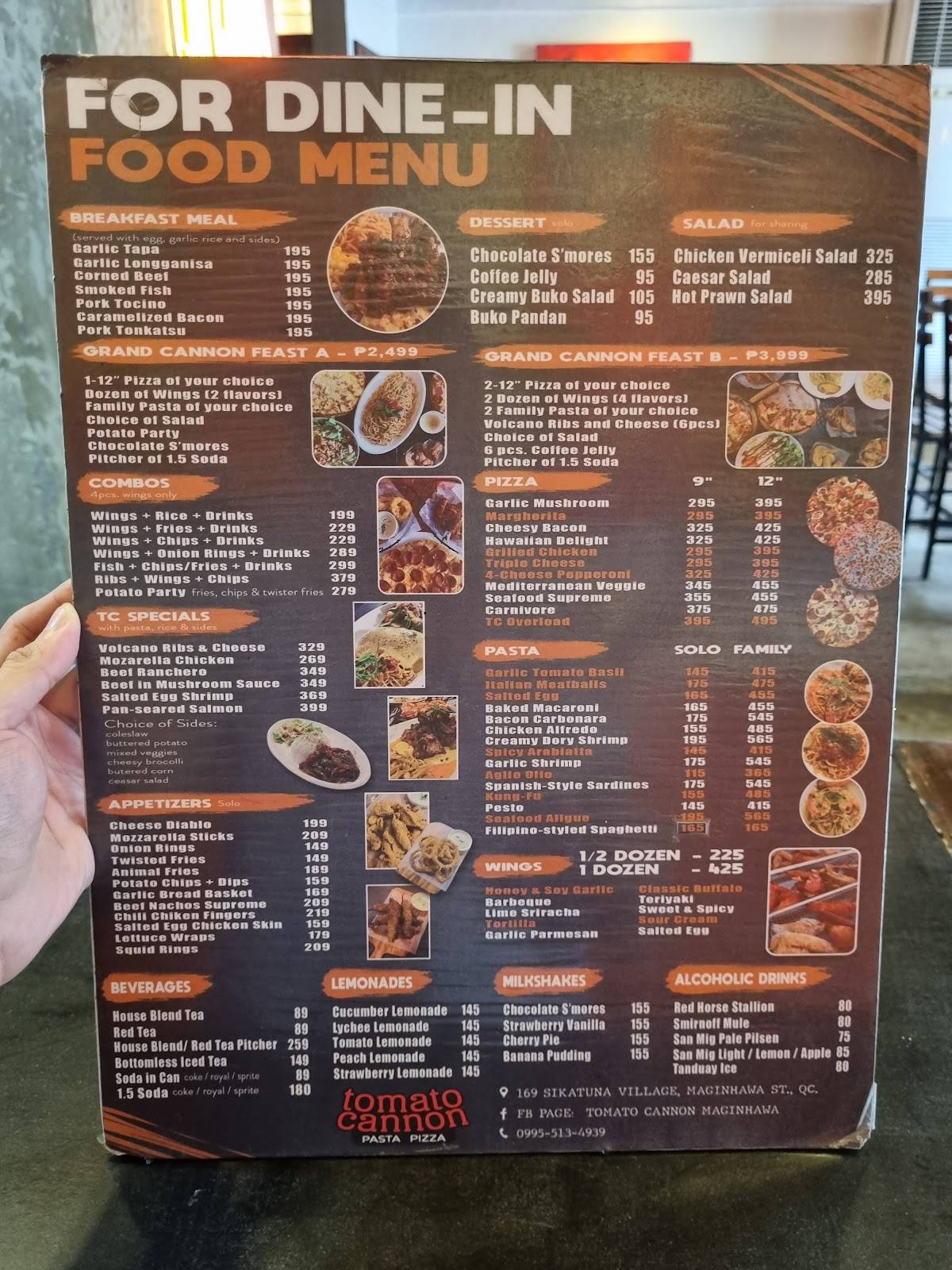 Menu at Tomato Cannon - Maginhawa Branch restaurant, Quezon City