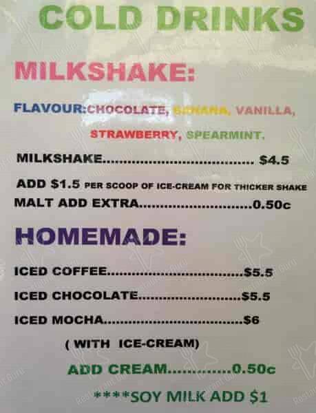 Menu at Tomato Lake Cafe, Kewdale