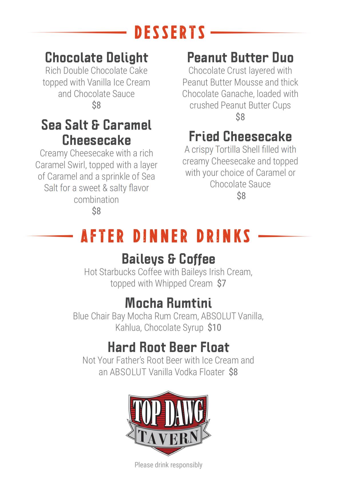 Menu at Top Dawg Tavern - Bethlehem, GA restaurant, Bethlehem