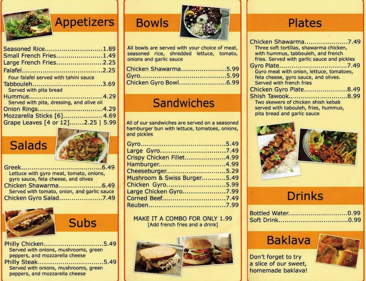 Menu at Toro Carryout Restaurant, Ashtabula
