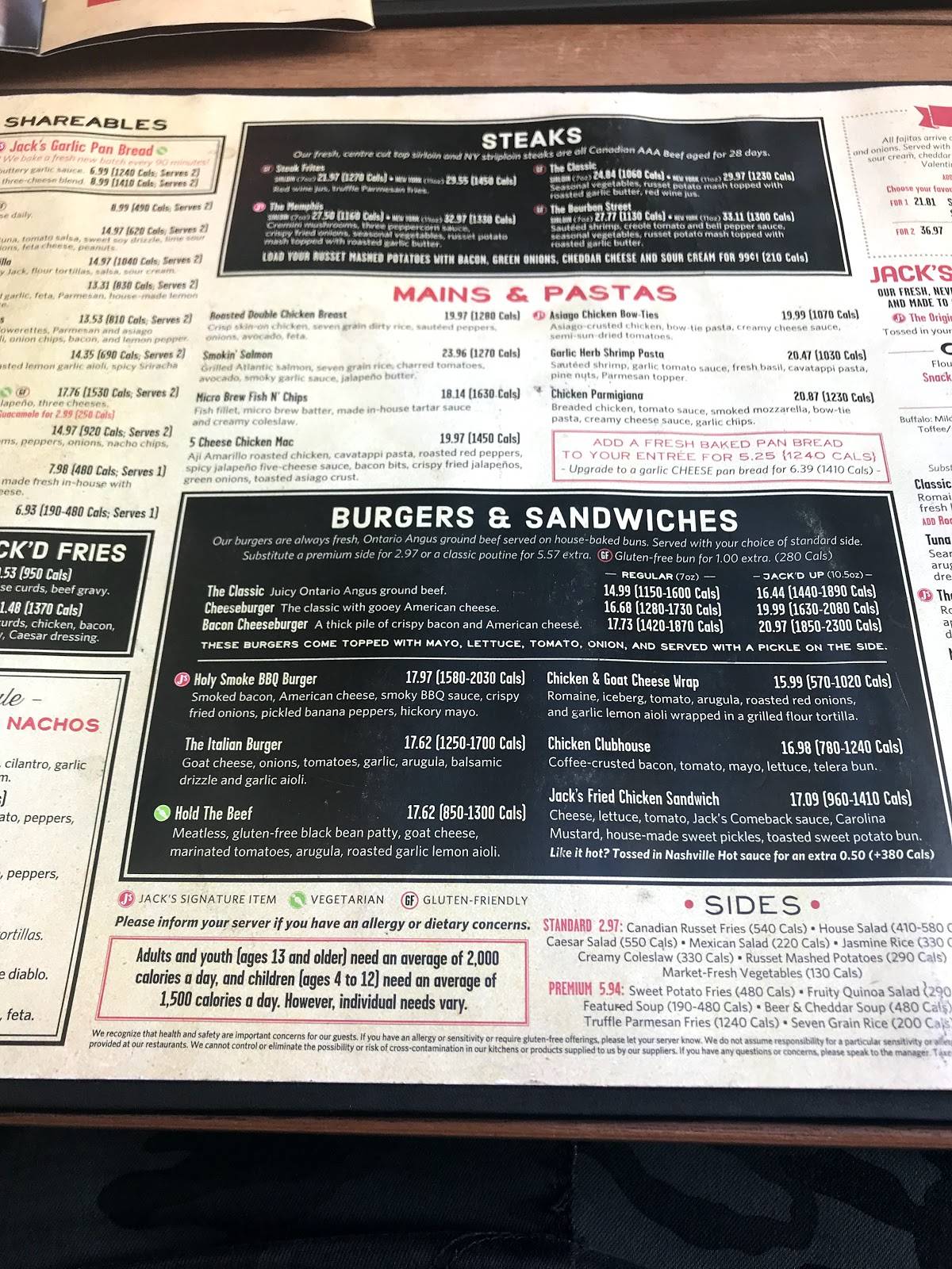 Menu at Jack Astor's Bar & Grill Yonge & Bloor, Toronto, 2 Bloor St E