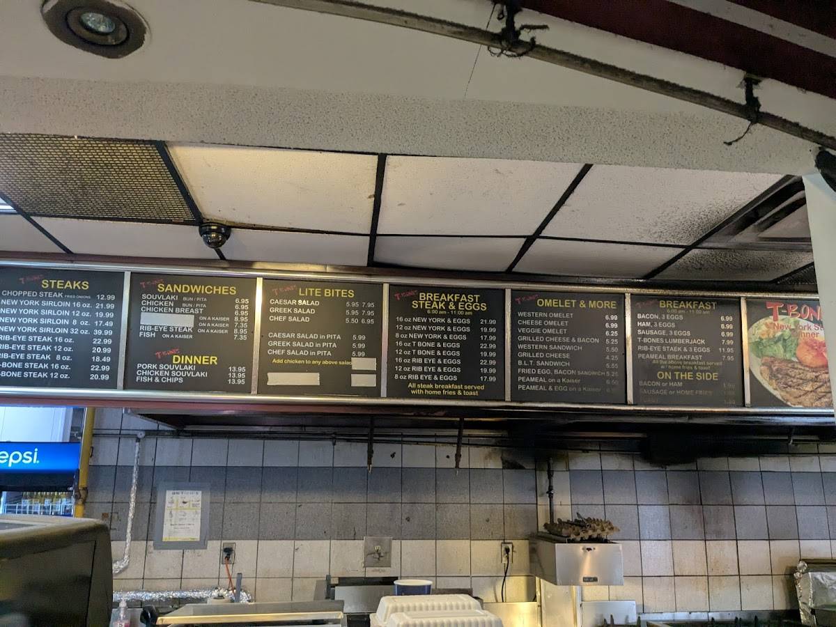 Menu at T-Bones steakhouse, Toronto