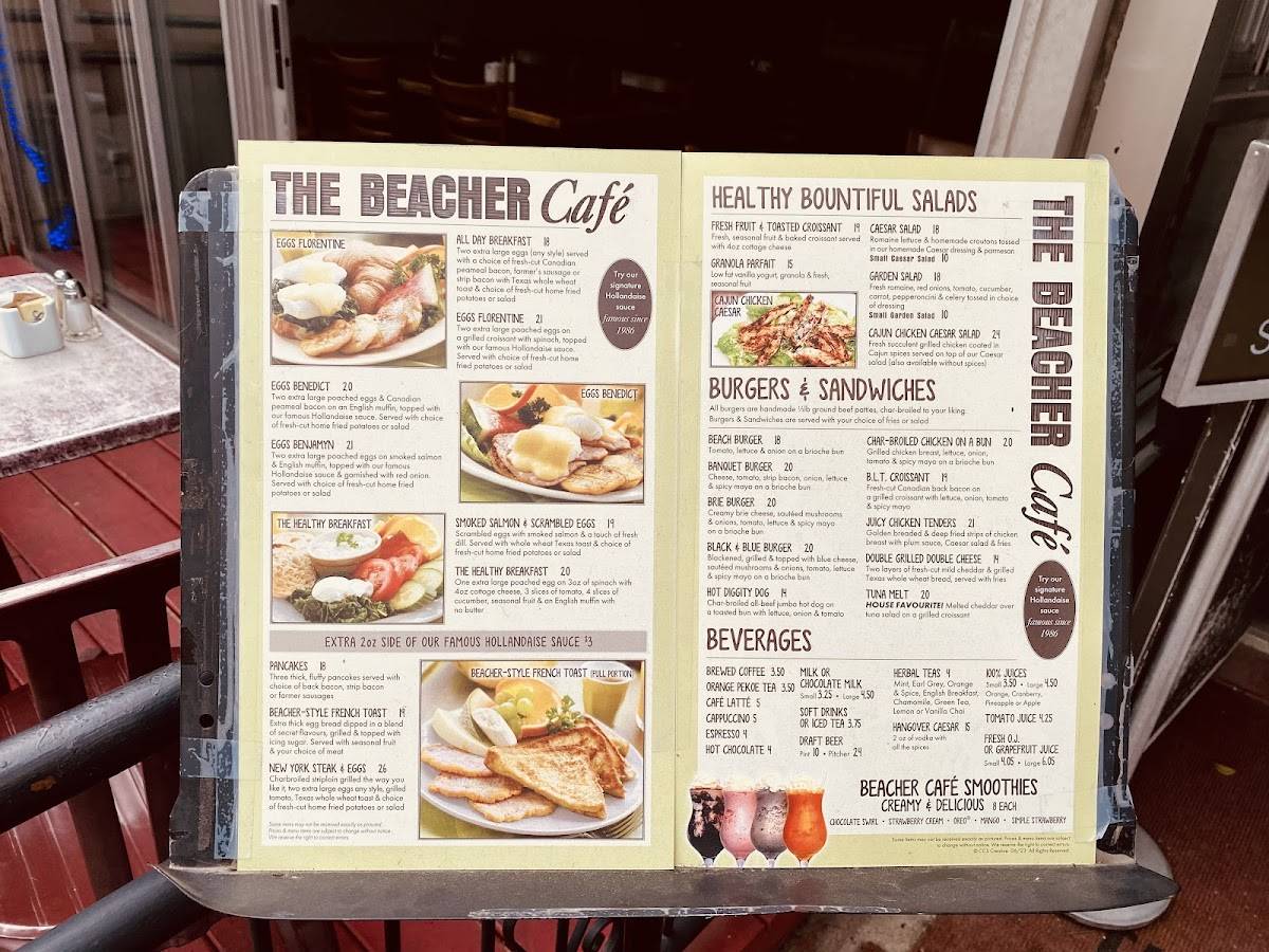 Menu at The Beacher Cafe, Toronto