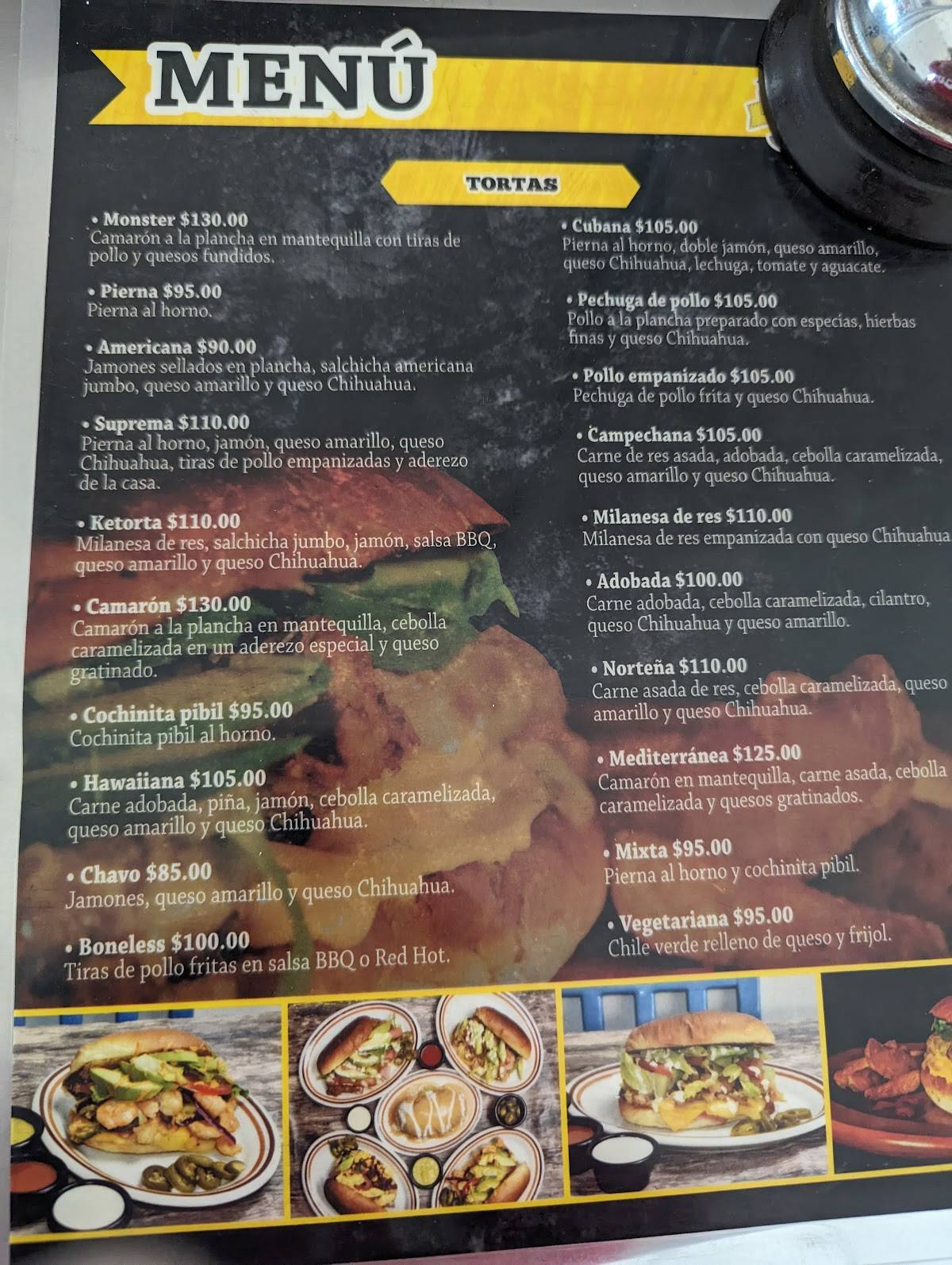 Carta del restaurante Tortas Supremas Estilo Sinaloa, Hermosillo