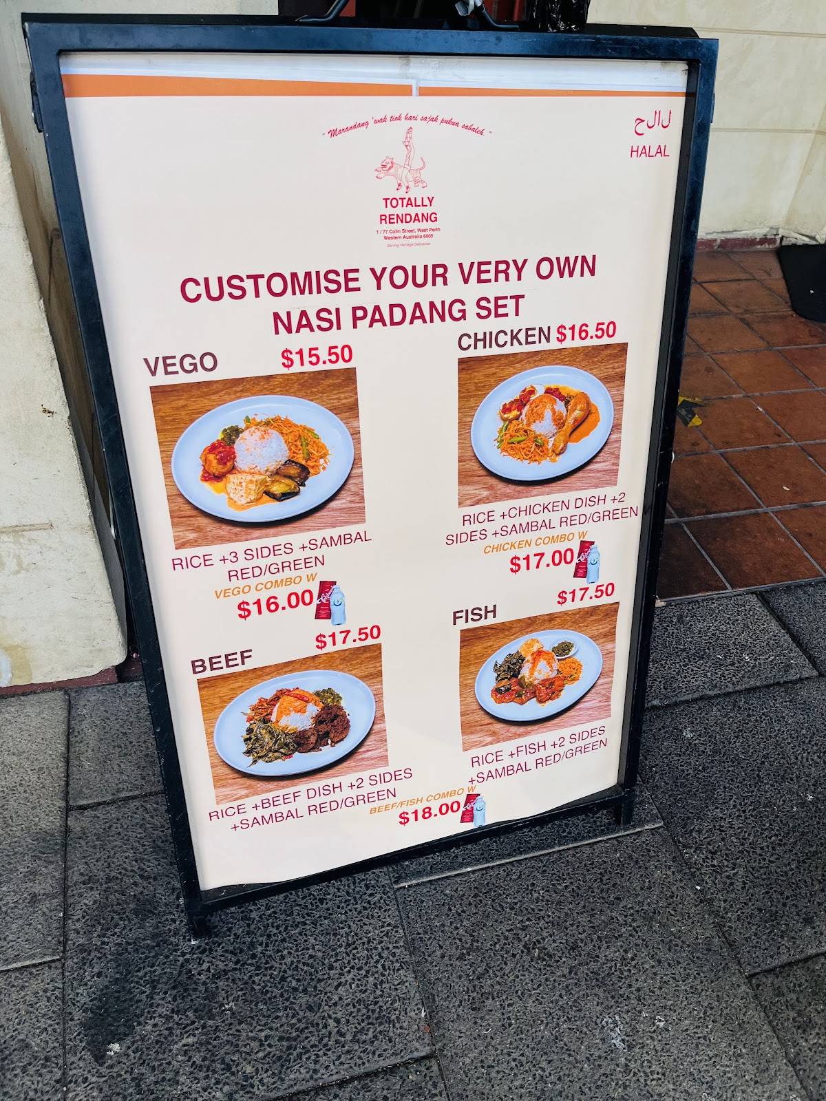 Menu at Totally Rendang restaurant, West Perth