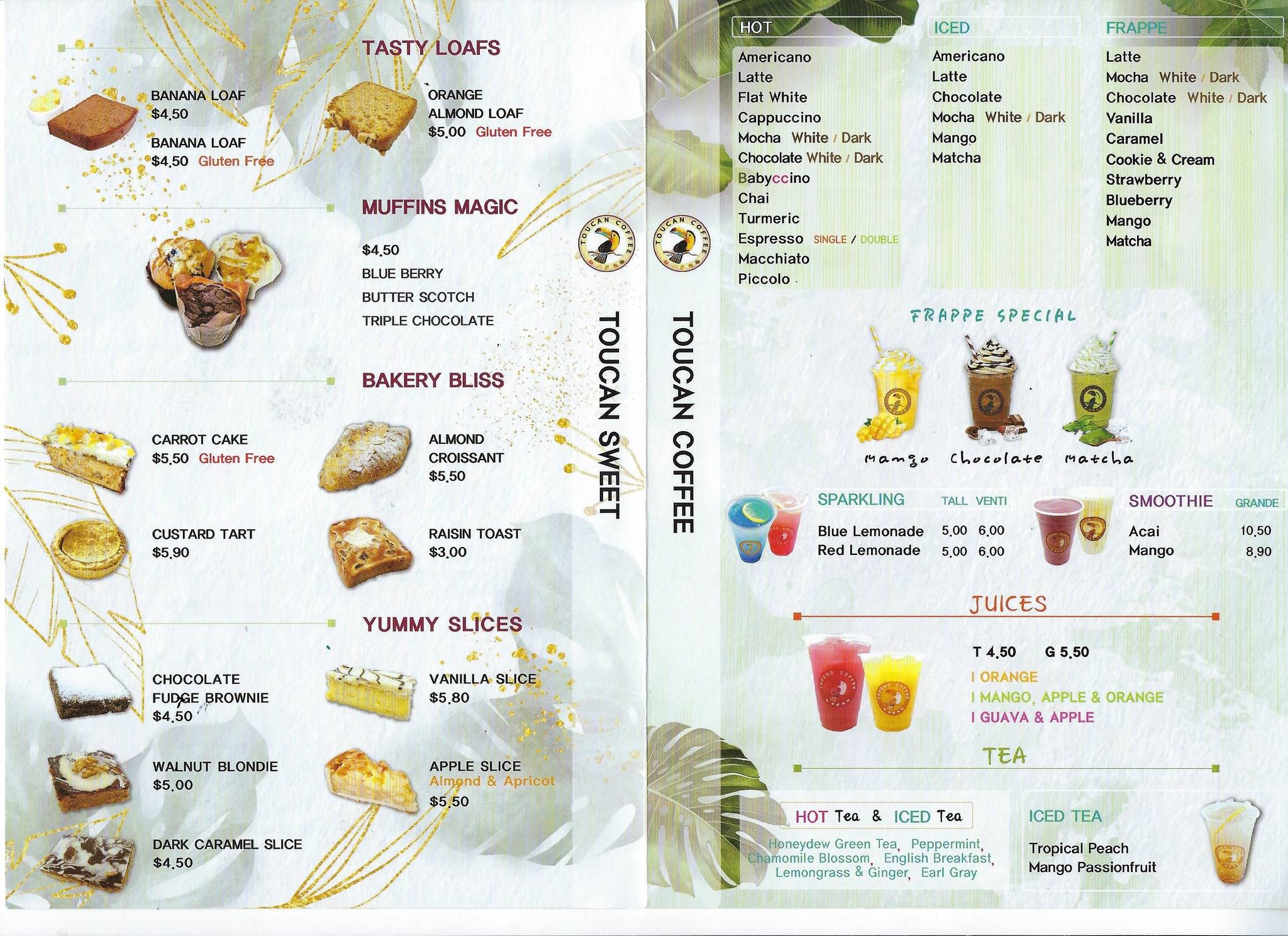 Menu at Toucan Coffee Upper Coomera cafe, Upper Coomera