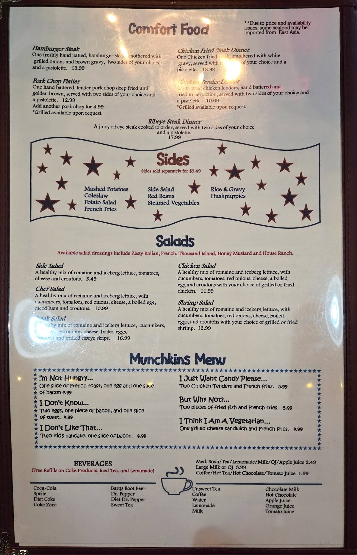 Menu at Toups' Kajun Kitchen restaurant, Leesville
