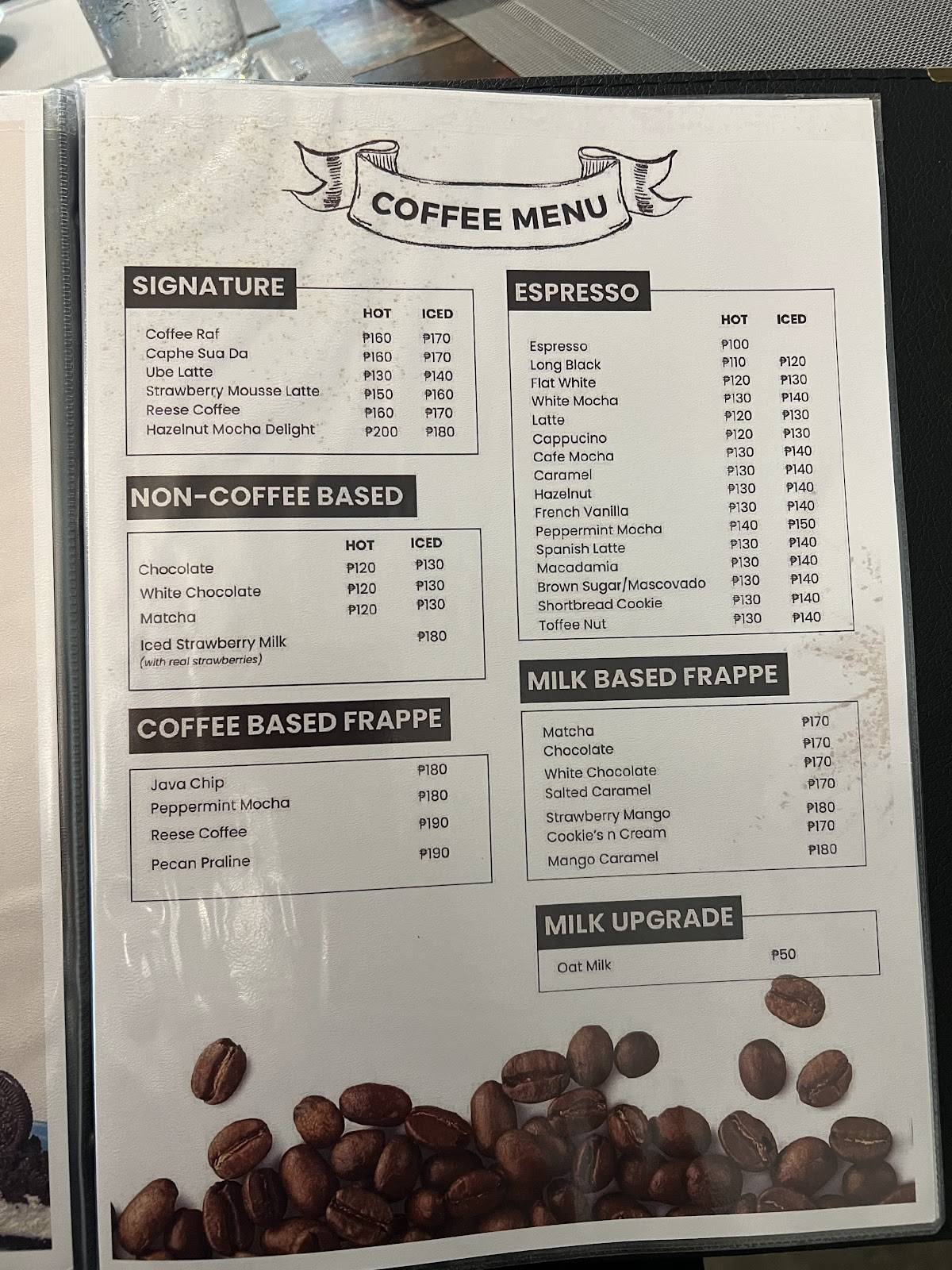Menu at Tractor Cafe, Talisay City