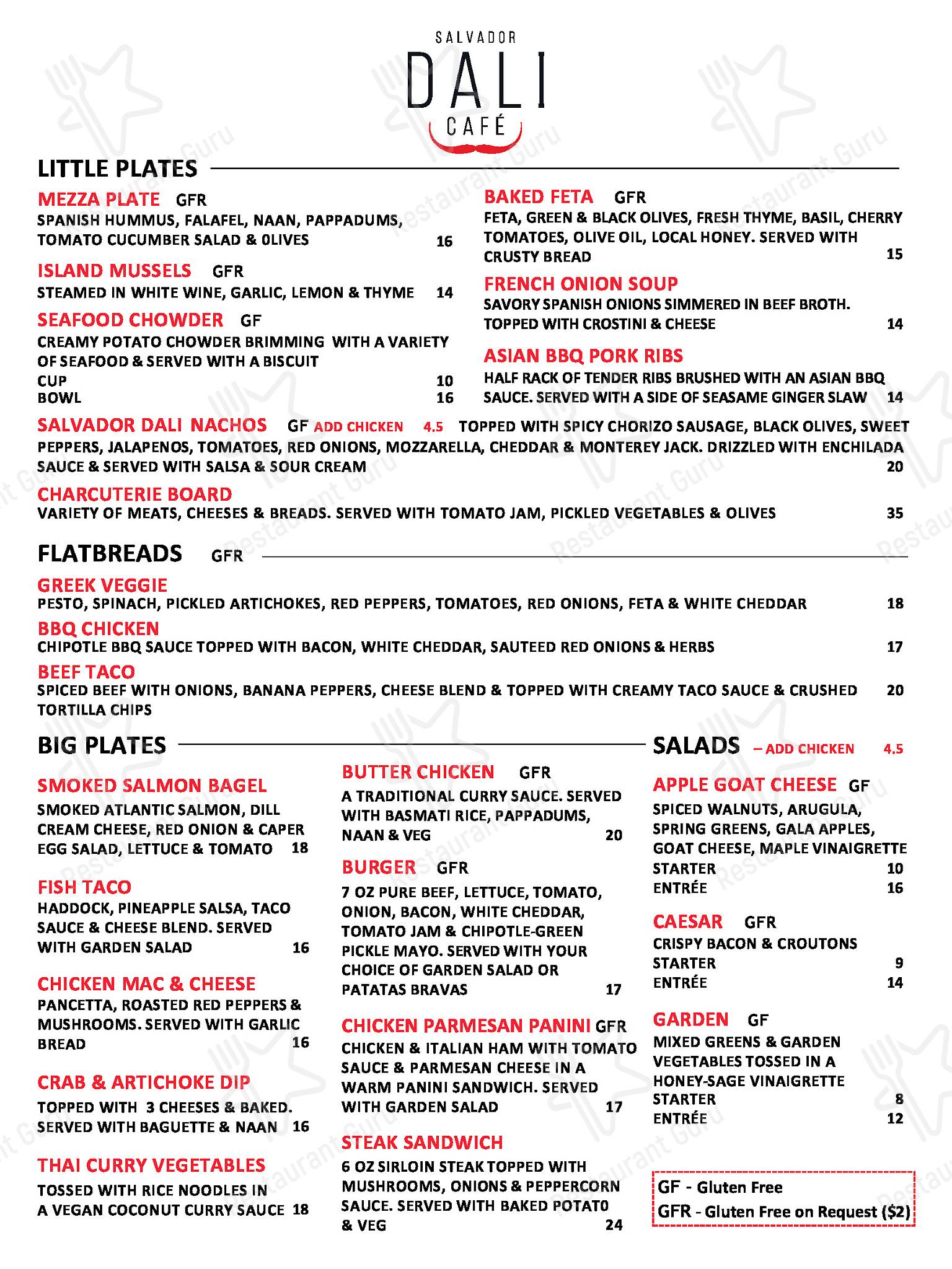 Menu at Trailside Music Hall restaurant, Charlottetown