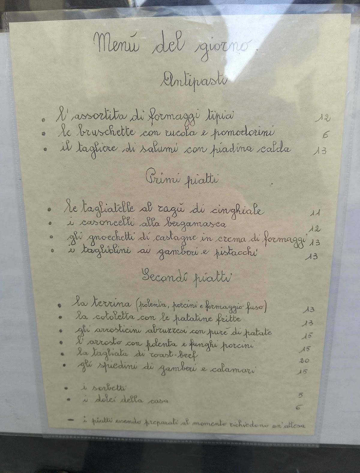 Menu da Trattoria Il Gatto e La Volpe ristorante, Clusone