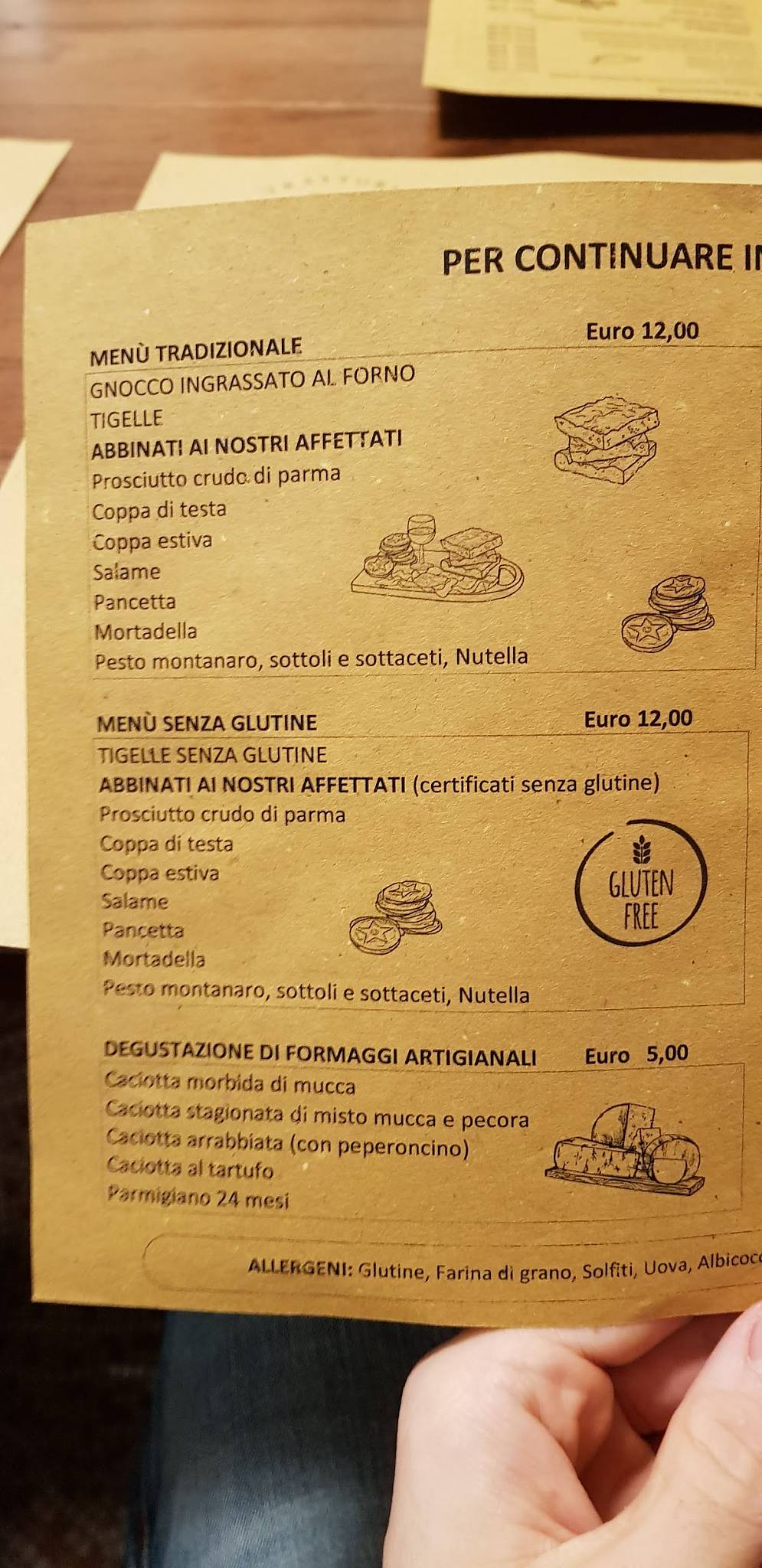 Menu at Trattoria Stella restaurant, Italy, Via Panaria Est