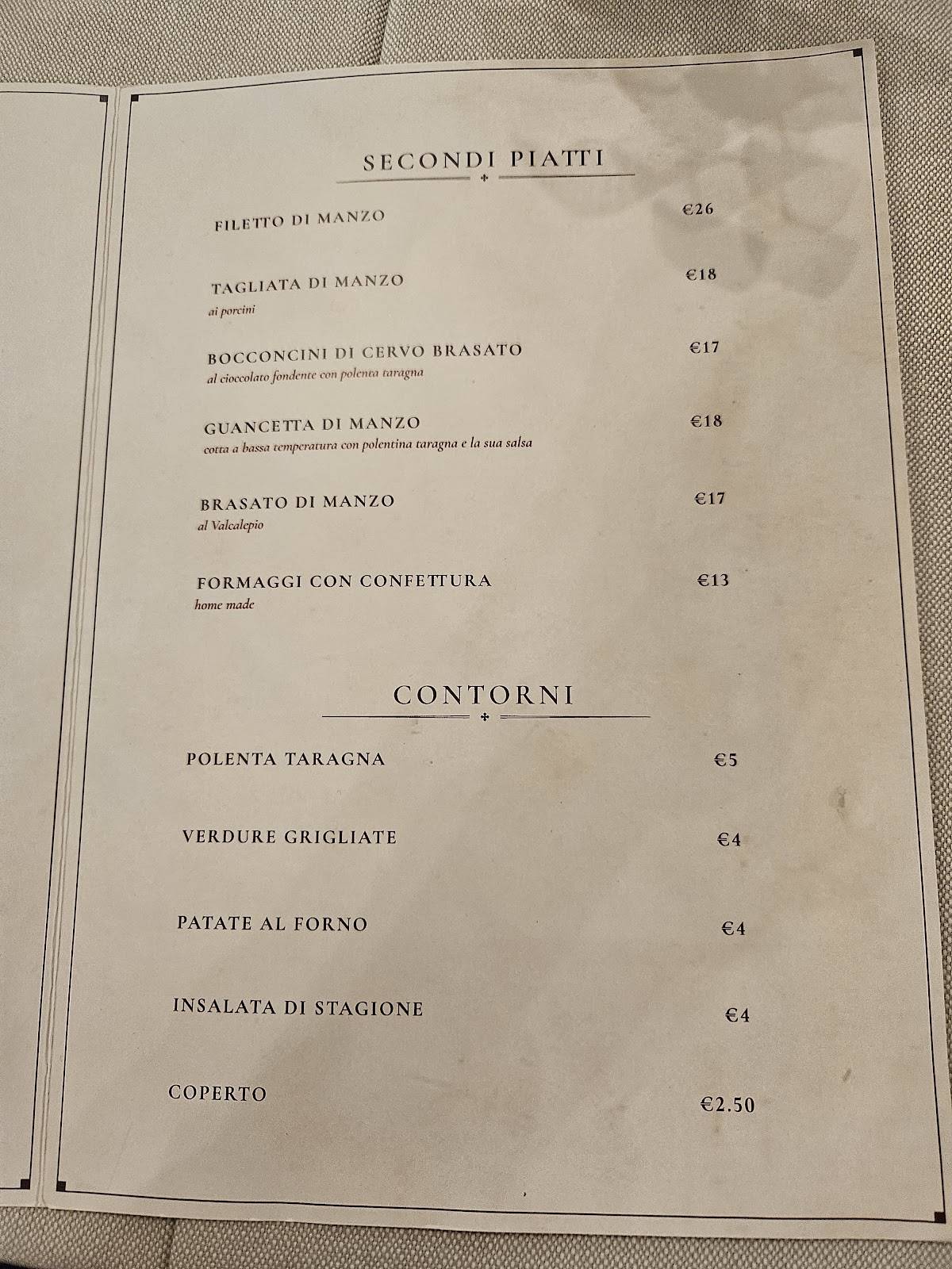Menu da Trattoria da Mario in cascina ristorante, Entratico