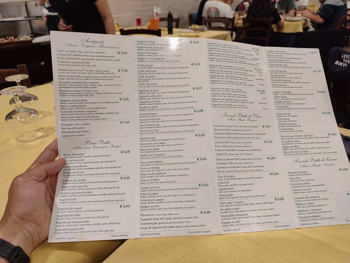 Menu da Trattoria Da Mario ristorante, Genova, Salita di S. Paolo