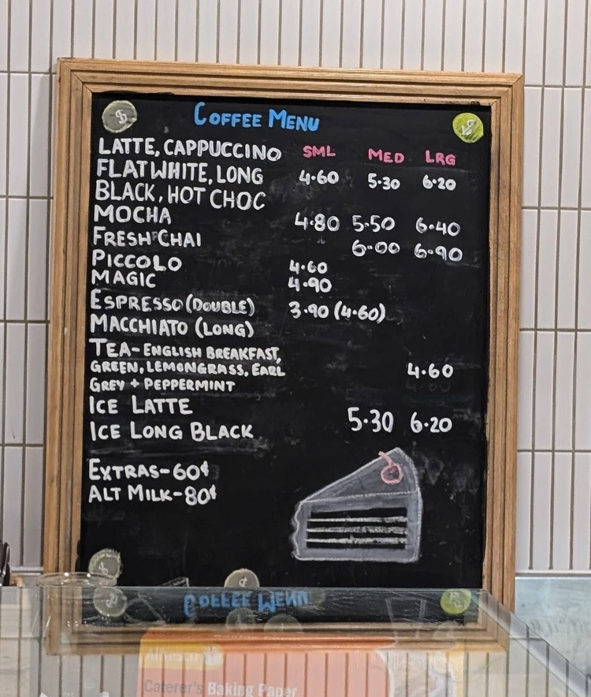 Menu at Treasury Cafe, Melbourne, 1 Macarthur St