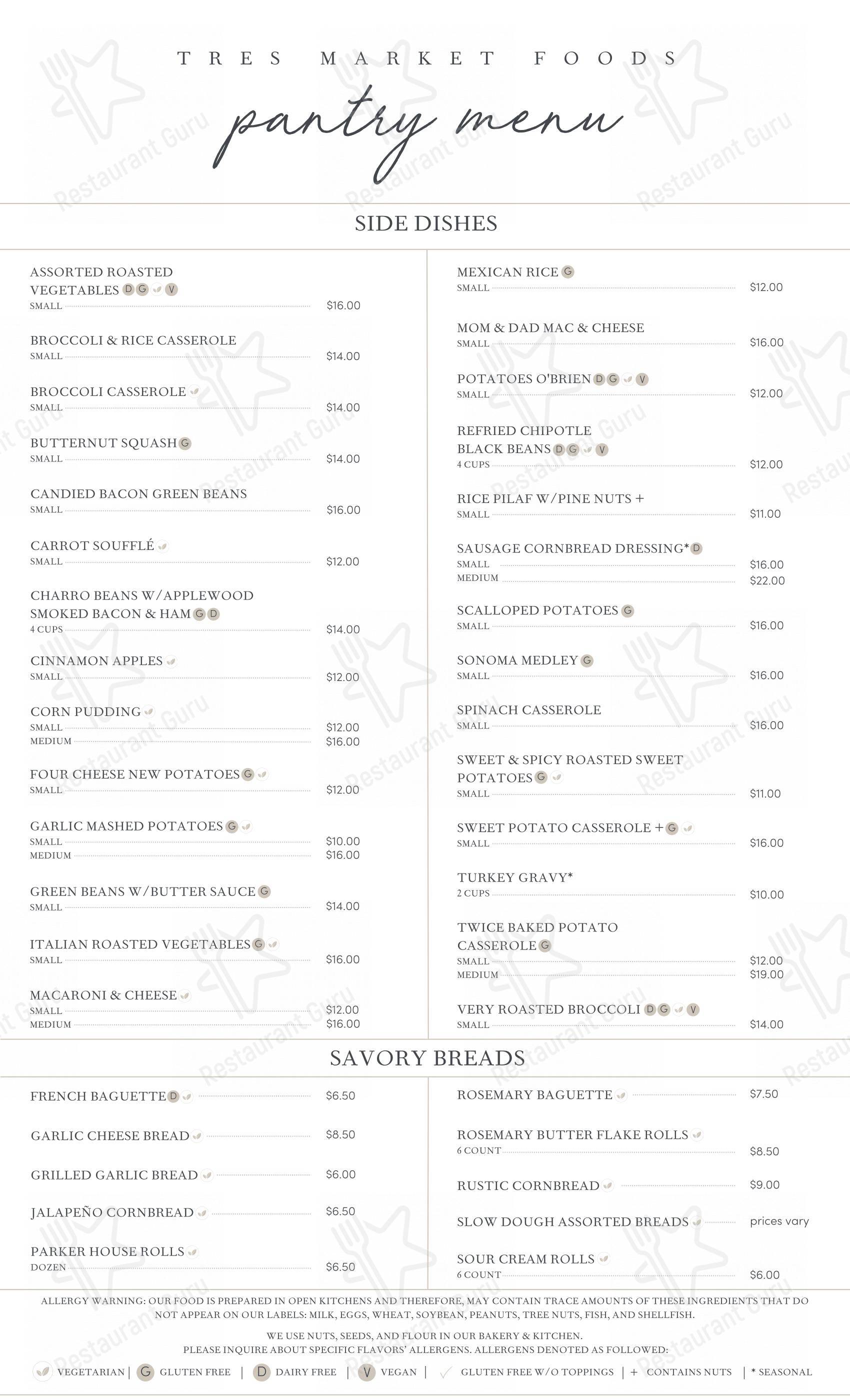 Menu at Artisan & Vine Market by Tres Market Foods restaurant, Houston ...