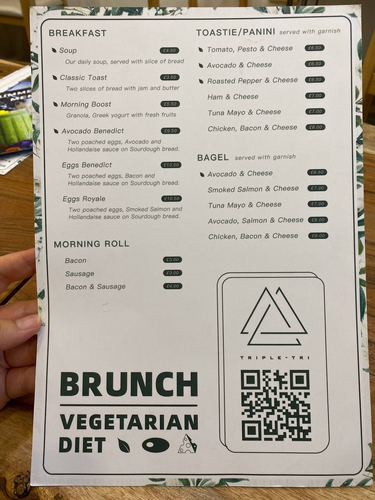 Menu at Triple-Tri Coffee cafe, Edinburgh