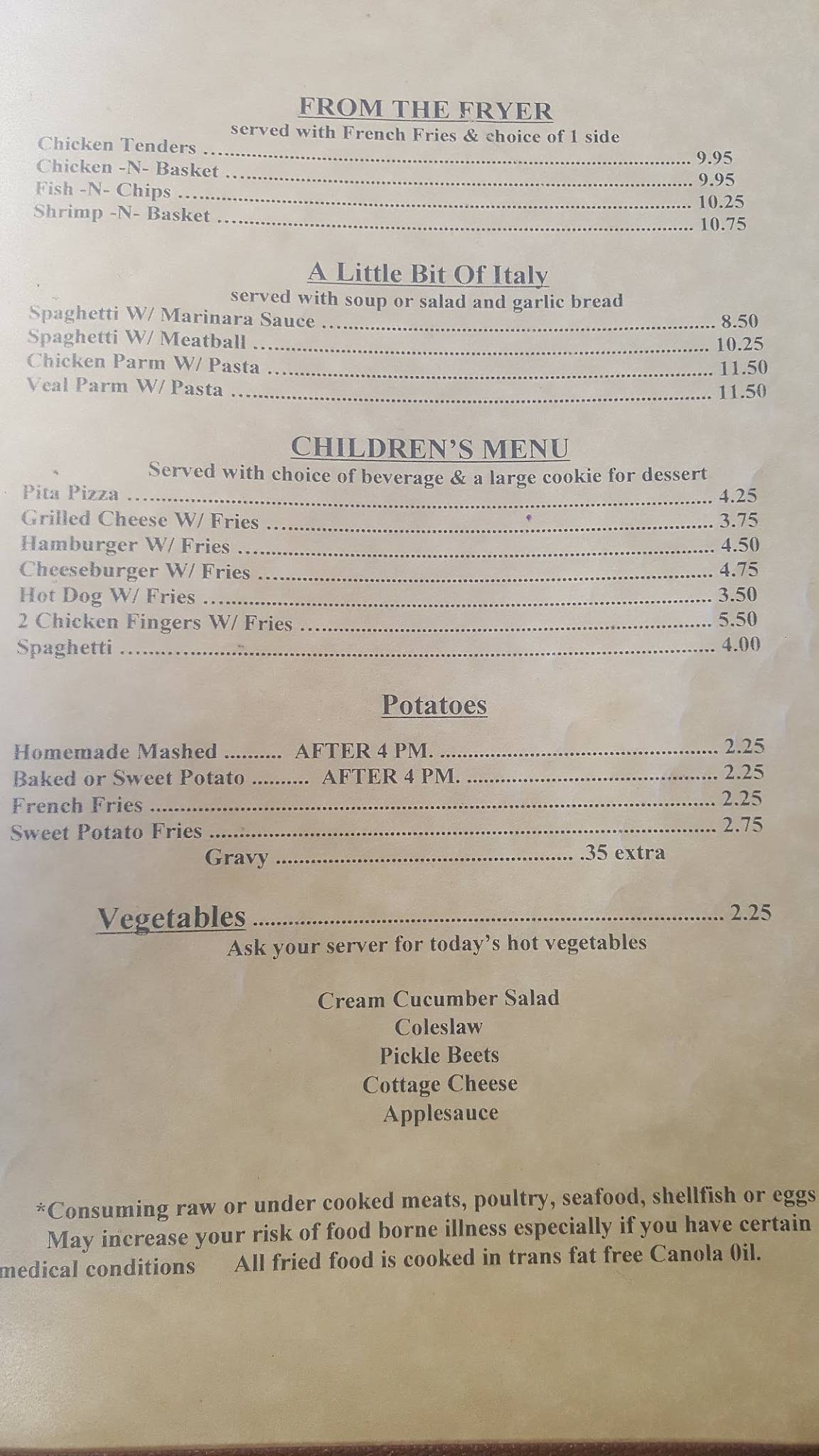 Menu at Trolley Shops Restaurant, Bangor