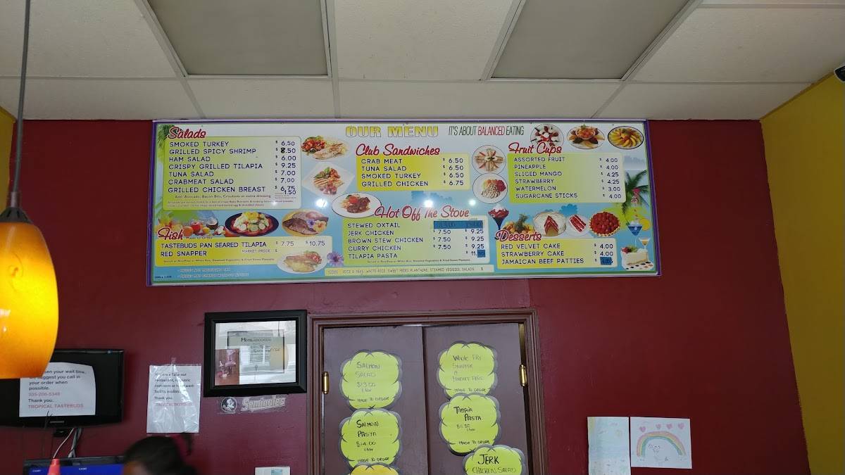 Menu at Tropical Tastebuds restaurant, North Miami Beach