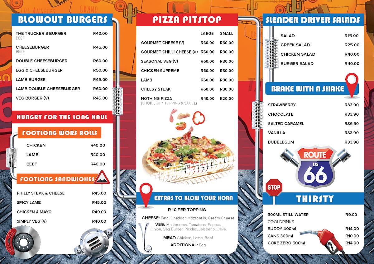 Menu at Truckers restaurant, Durban