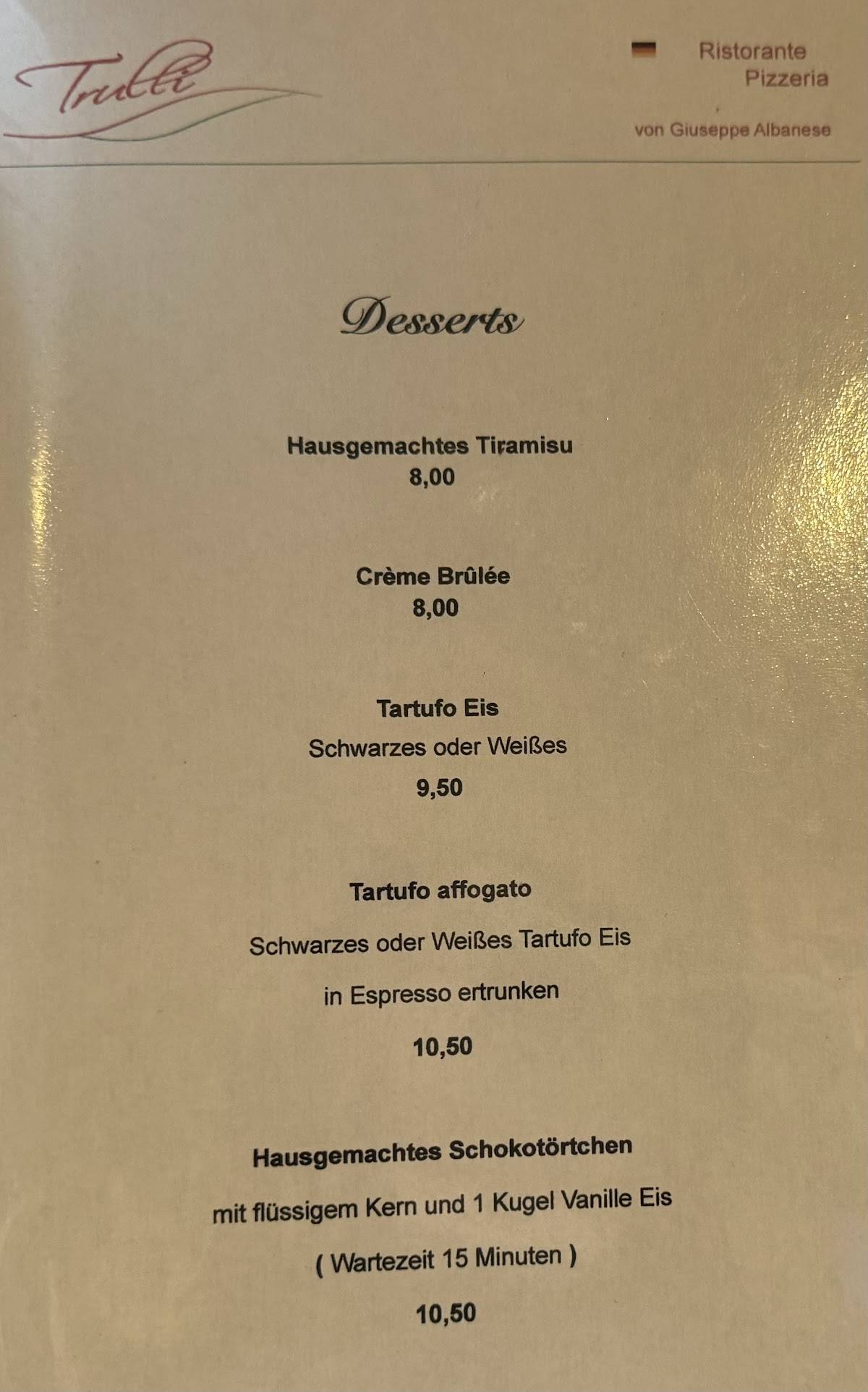 Speisekarte von Trulli restaurant, Ramstein-Miesenbach