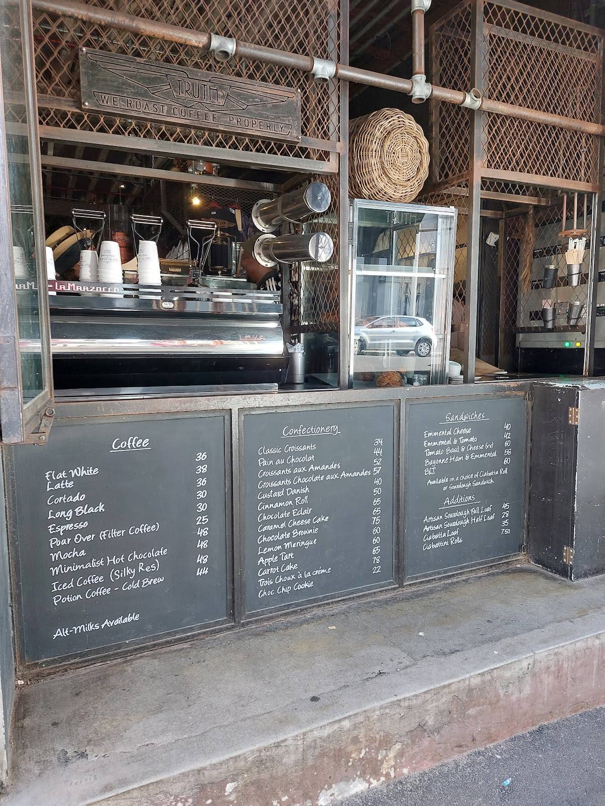 Menu at Truth Coffee Roasting cafe, Cape Town, 36 Buitenkant St