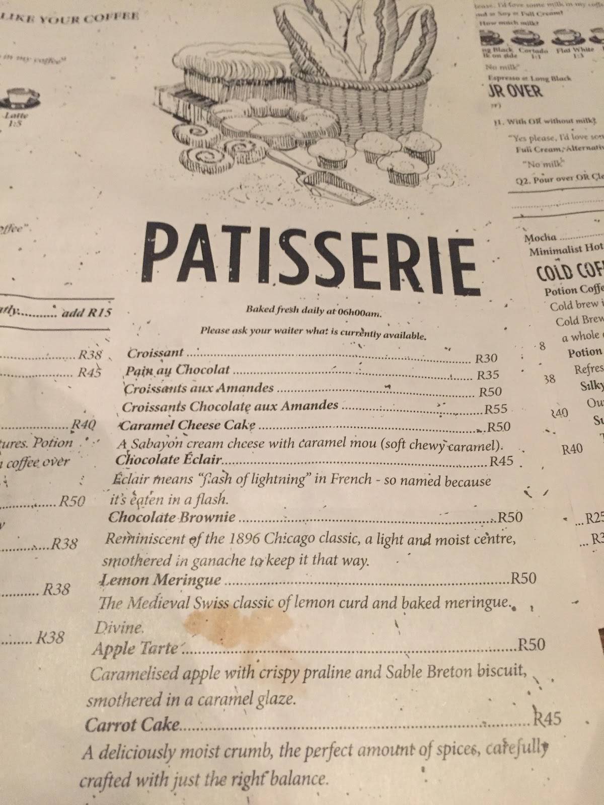 Menu at Truth Coffee Roasting cafe, Cape Town, 36 Buitenkant St