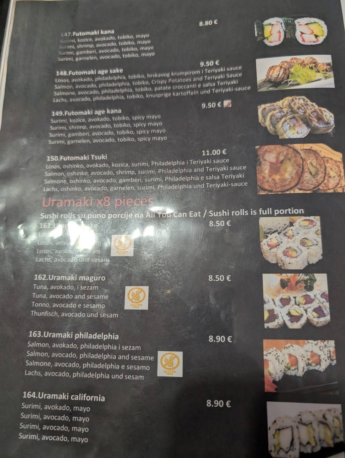 Carta del restaurante Tsuki Umag All you can eat, Umag