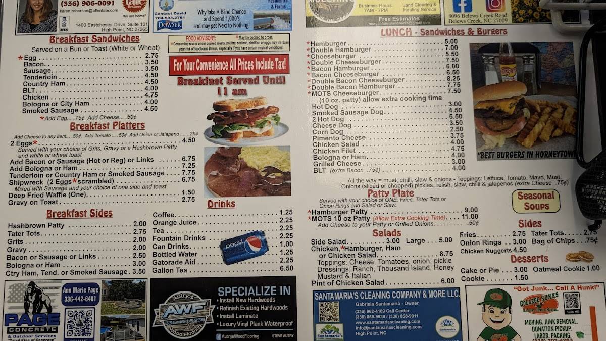 Menu at Tucker's Grill restaurant, High Point, N Main St