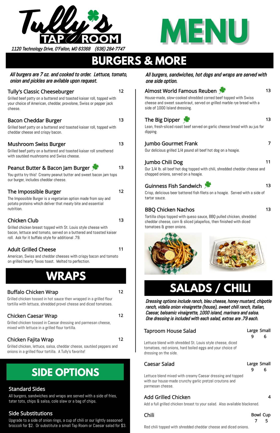 Menu at Tully's Taproom pub & bar, O'Fallon