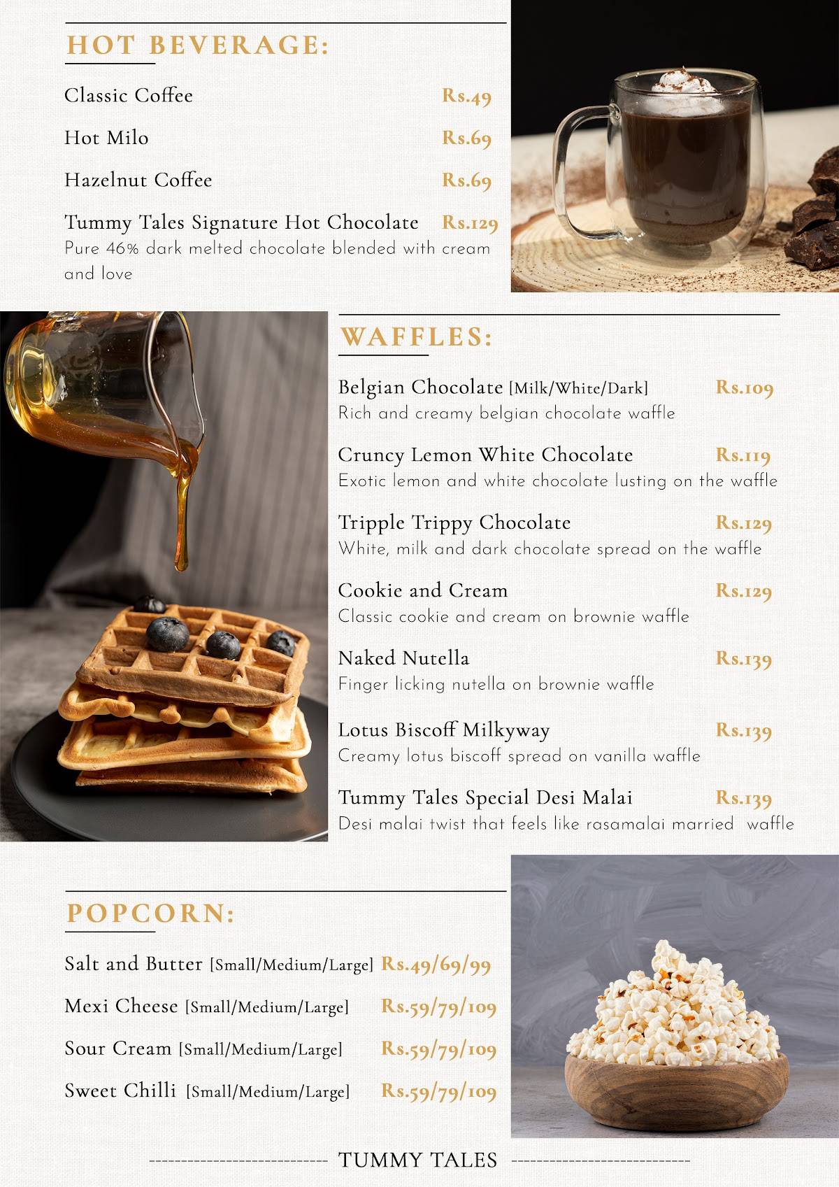 Menu at Tummy Tales, Chennai