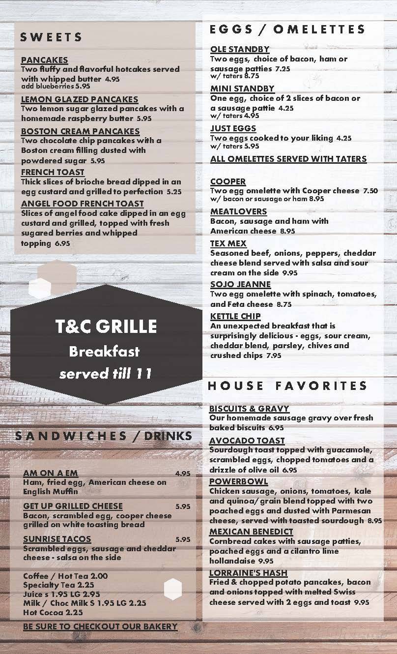 Menu at Towne & Country Grille/Bakery, Tunkhannock