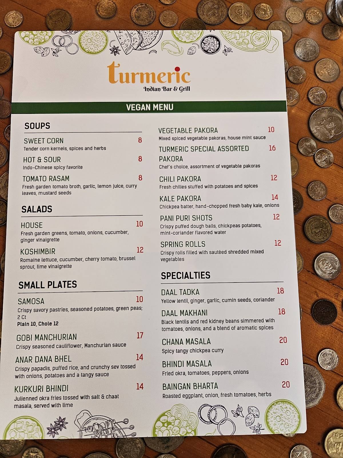 Menu at Turmeric Indian Bar & Grill, Sarasota