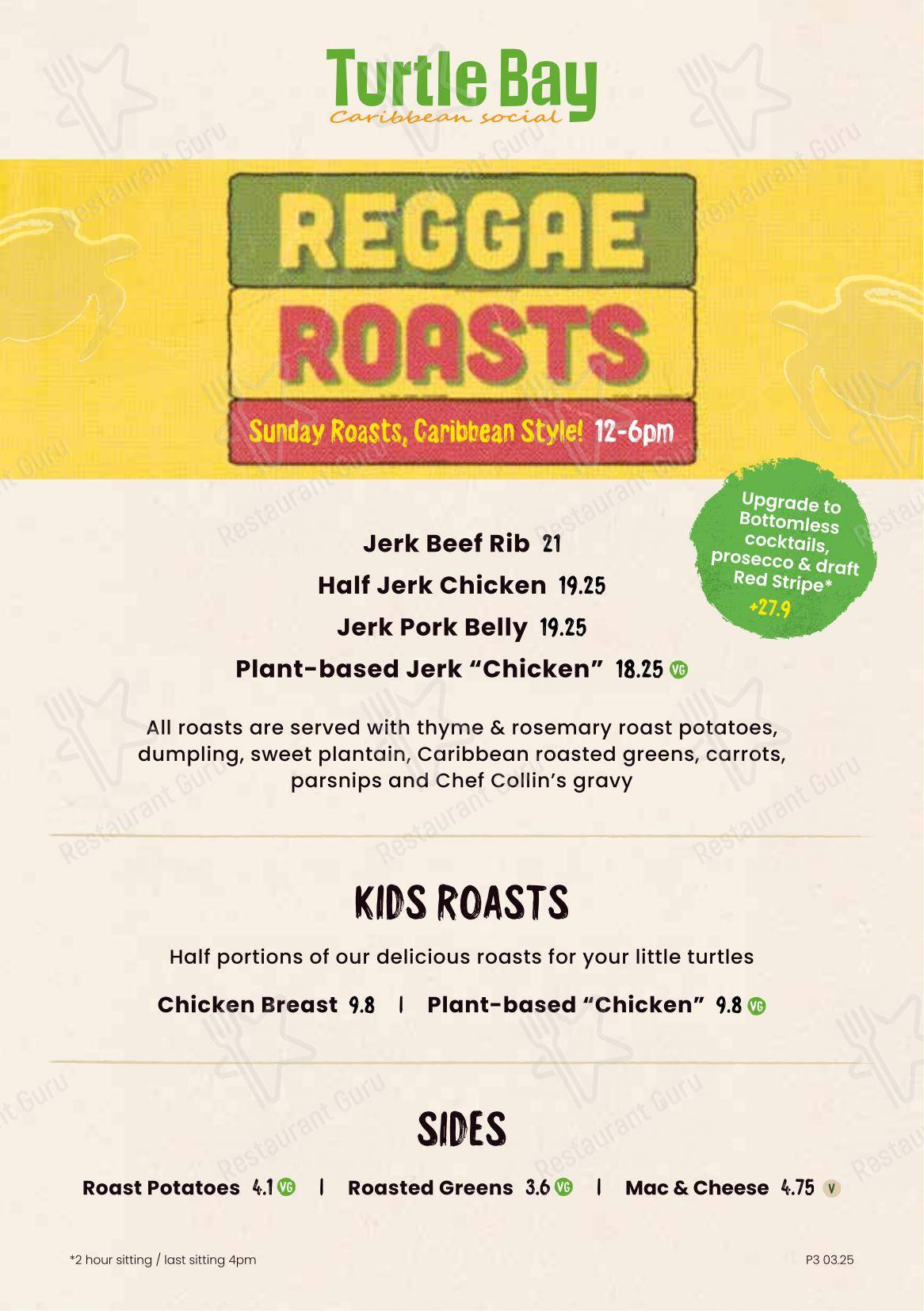 Menu at Turtle Bay Southampton restaurant, Southampton, 1 Guildhall Sq